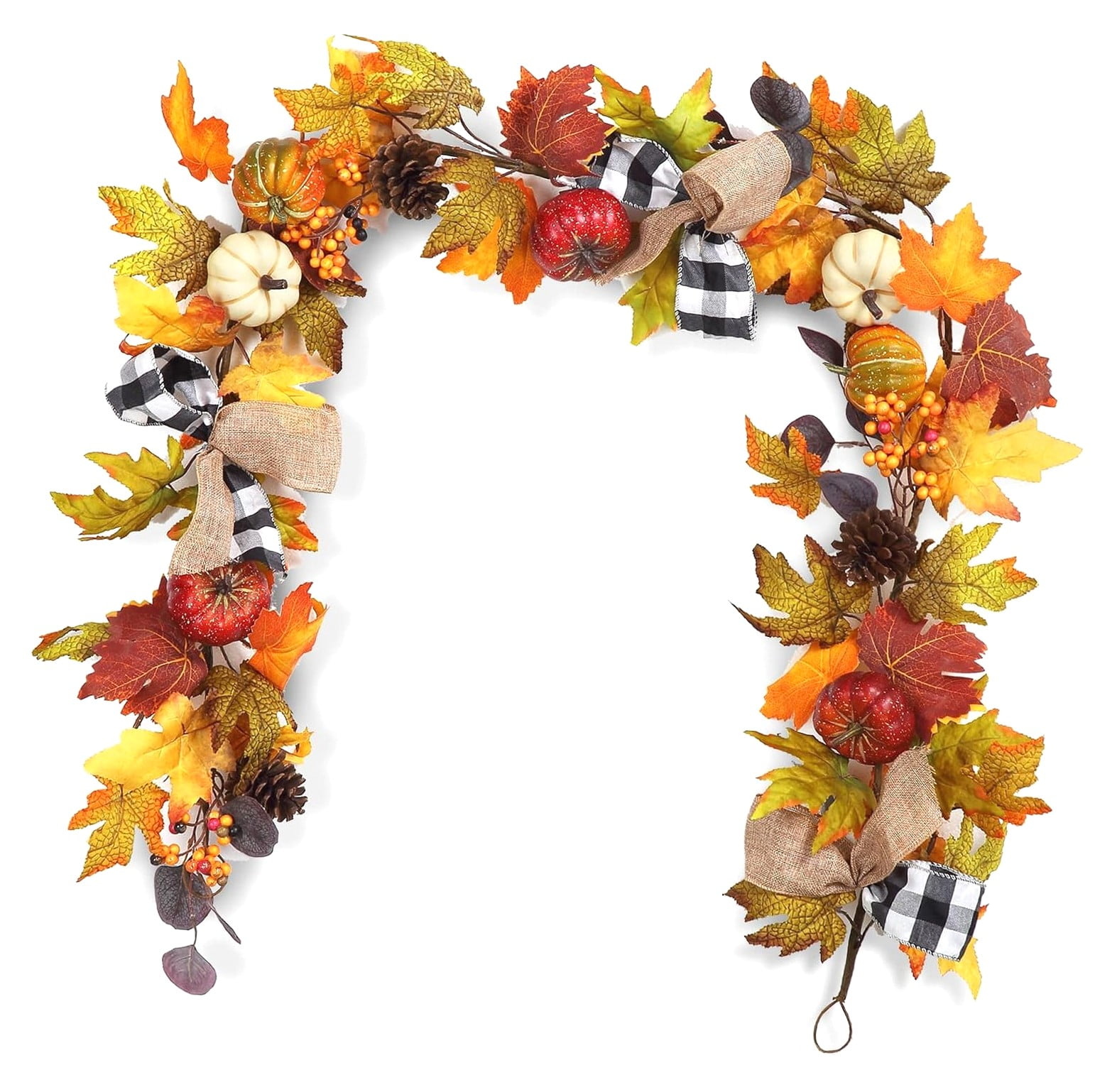SKYSONIC 6 Ft Thanksgiving Fall Garland Decor, Artificial Autumn ...