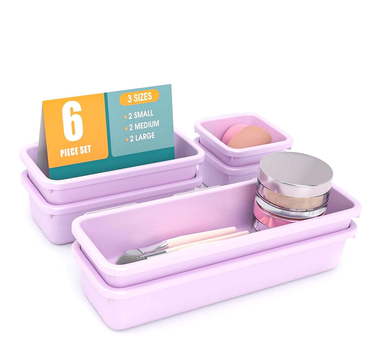 SKYSONIC 6 PCS Drawer Organizer Set, 3 Size Drawer Divider Organizer ...