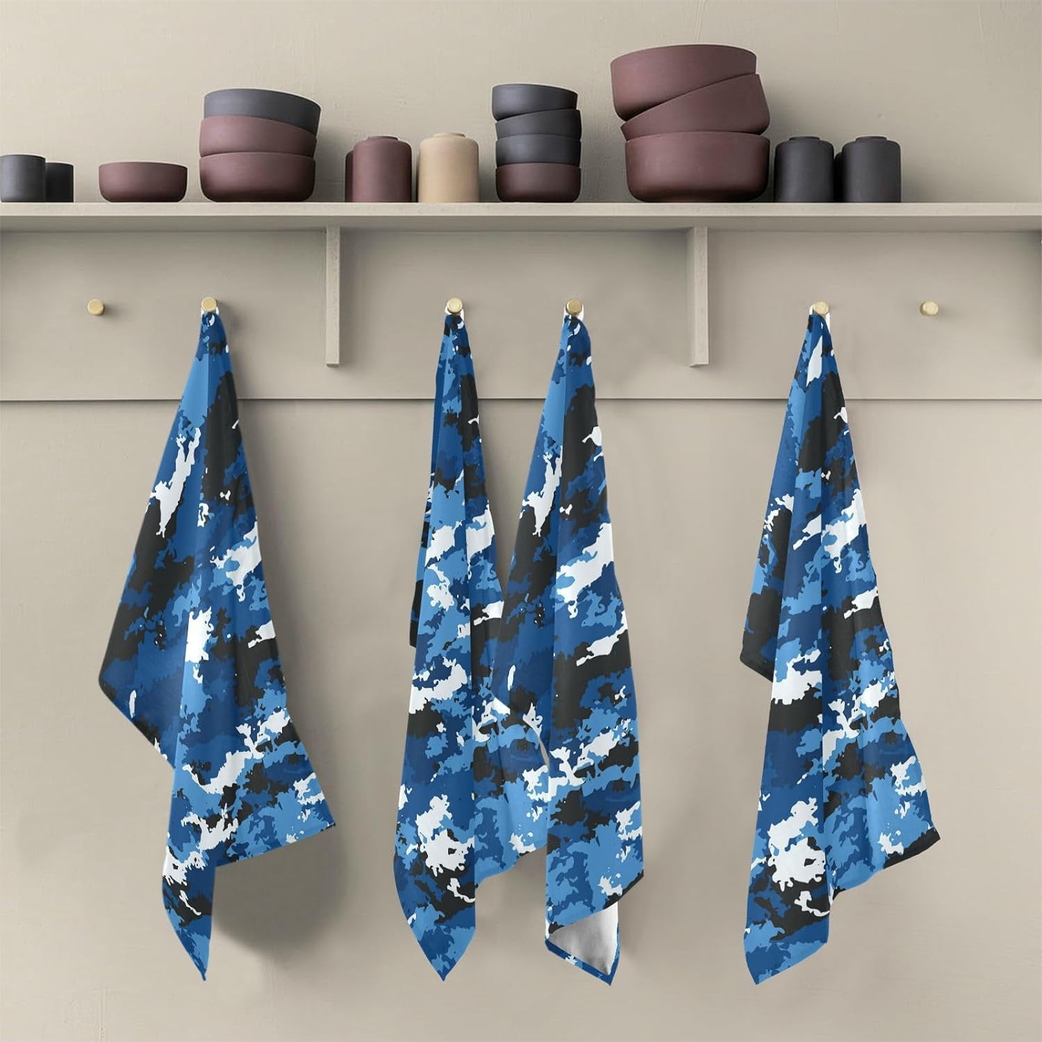 SKYSONIC 6 Pack Camouflage Blue Kitchen Towels Soft Highly Absorbent ...