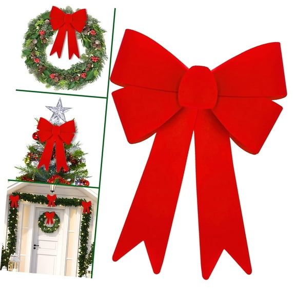 SKYSONIC 6 Pack Large Red Velvet Christmas Bows Decorations, 12.5'' 9 ...