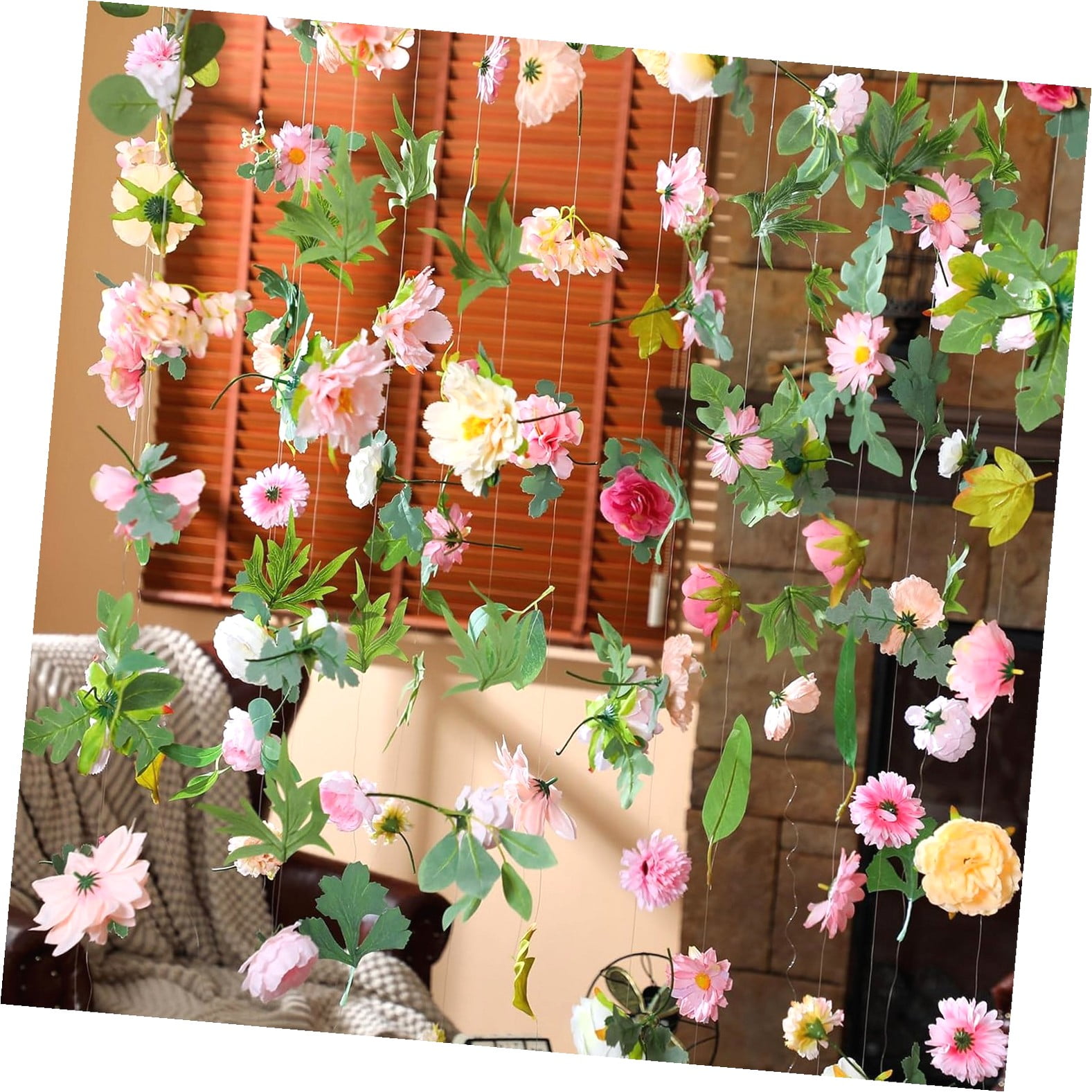SKYSONIC 6 Pcs 35.4 ft Garlands Hanging Wildflower Backdrop Artificial ...