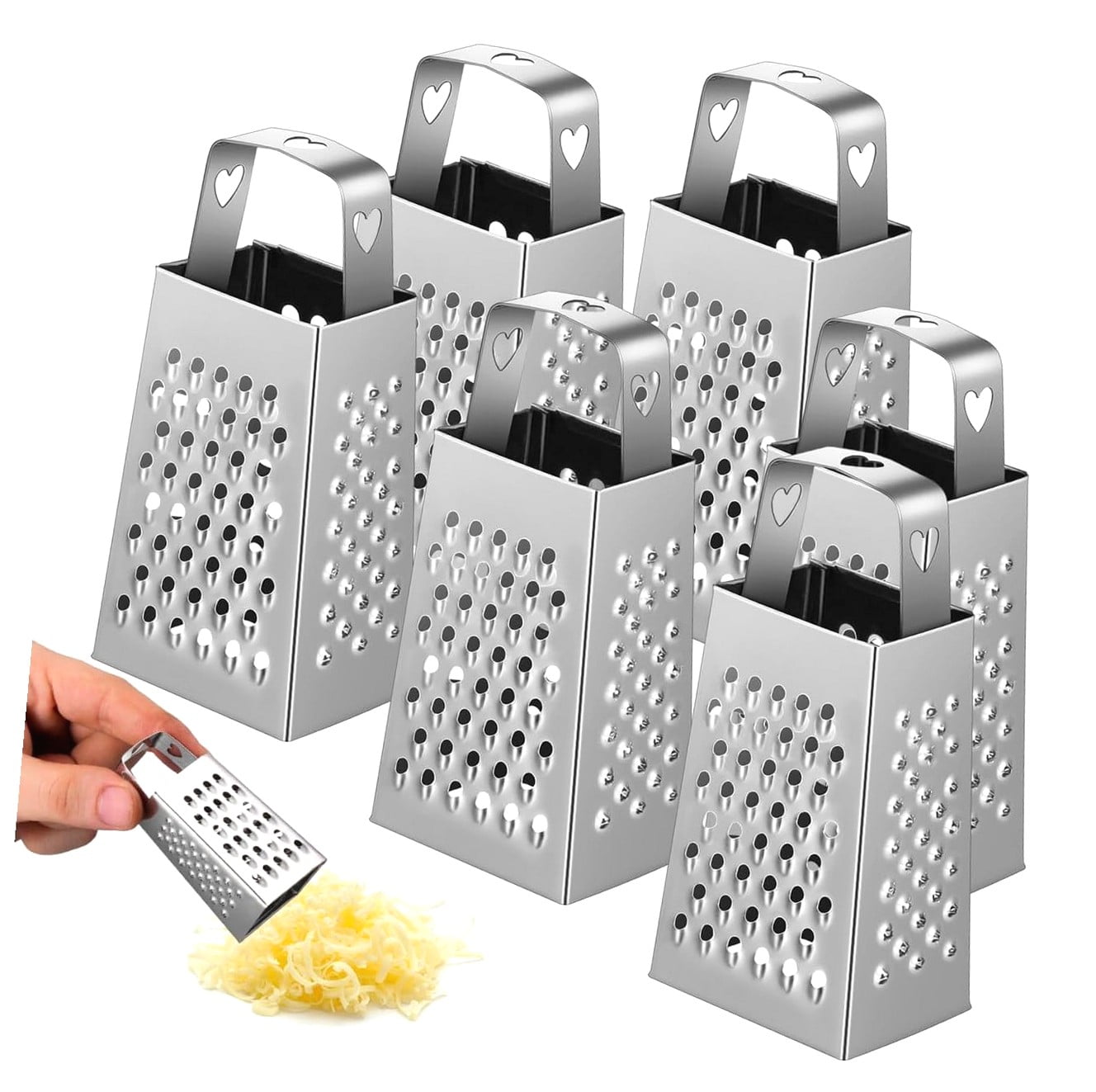 SKYSONIC 6-Piece Box Grater Set, Small Steel Cheese Grater for Kitchen ...