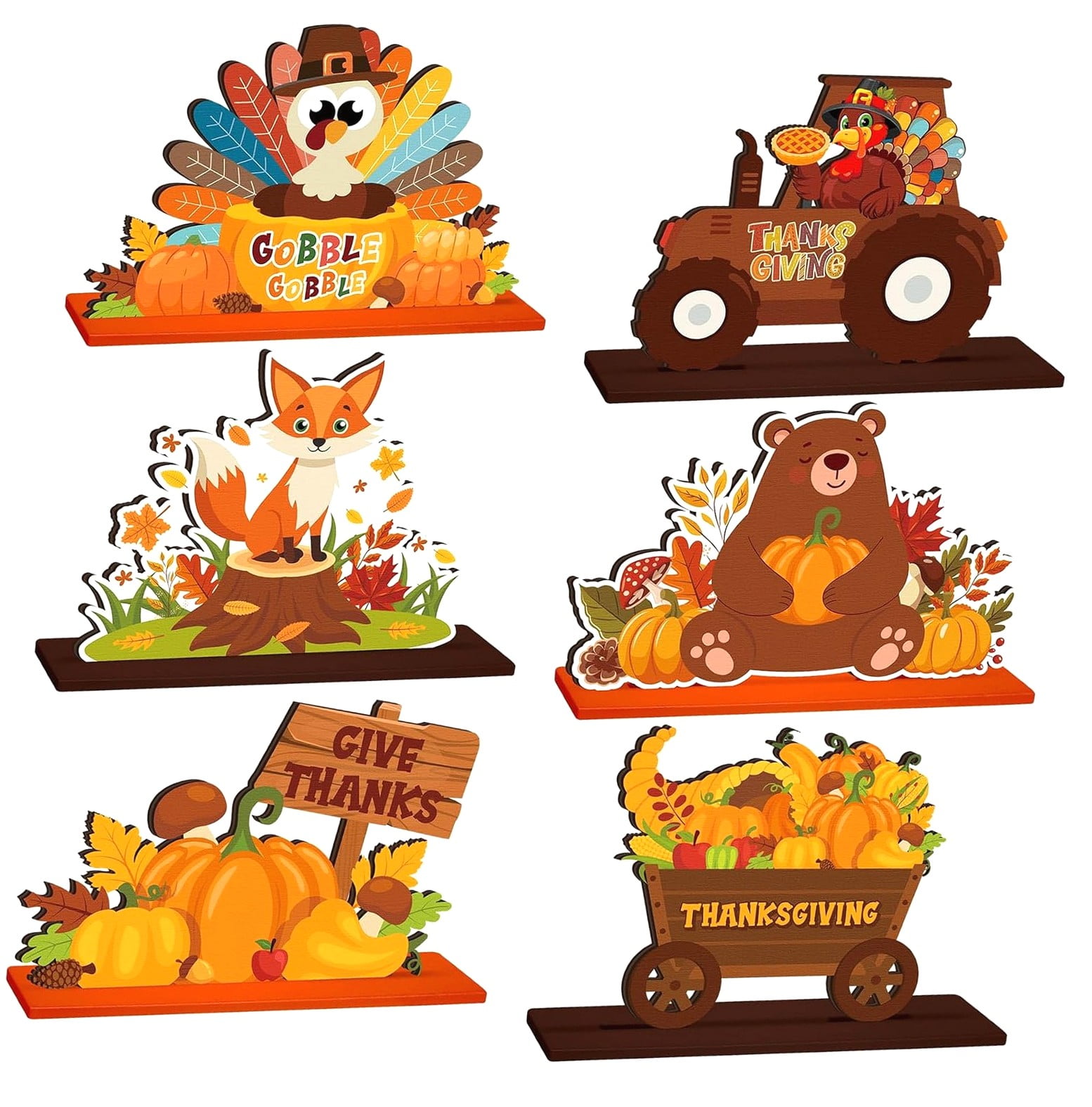 SKYSONIC 6 Pieces Thanksgiving Table Decorations Fall Thanksgiving ...