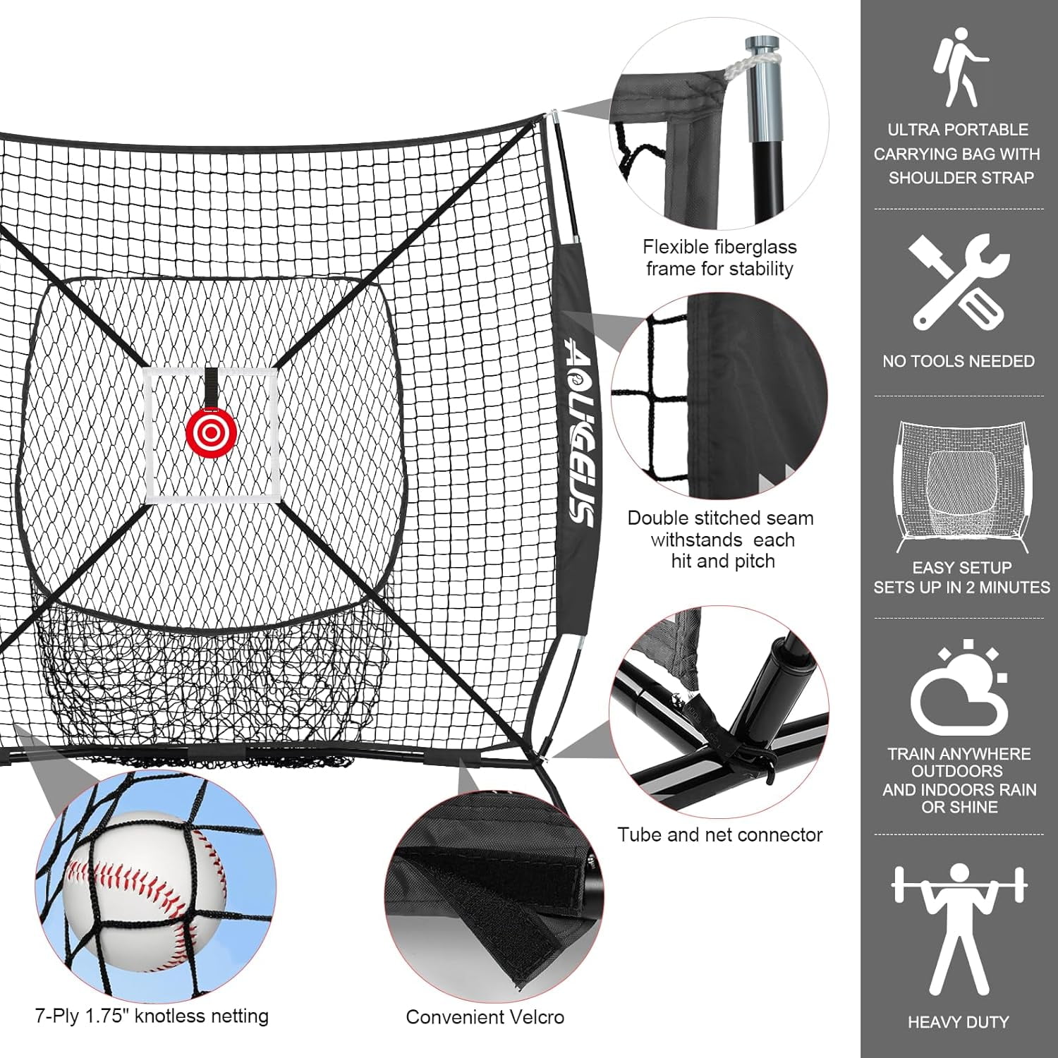 SKYSONIC 6'X6' Baseball Softball Practice Net, Pitching Net, Batting ...