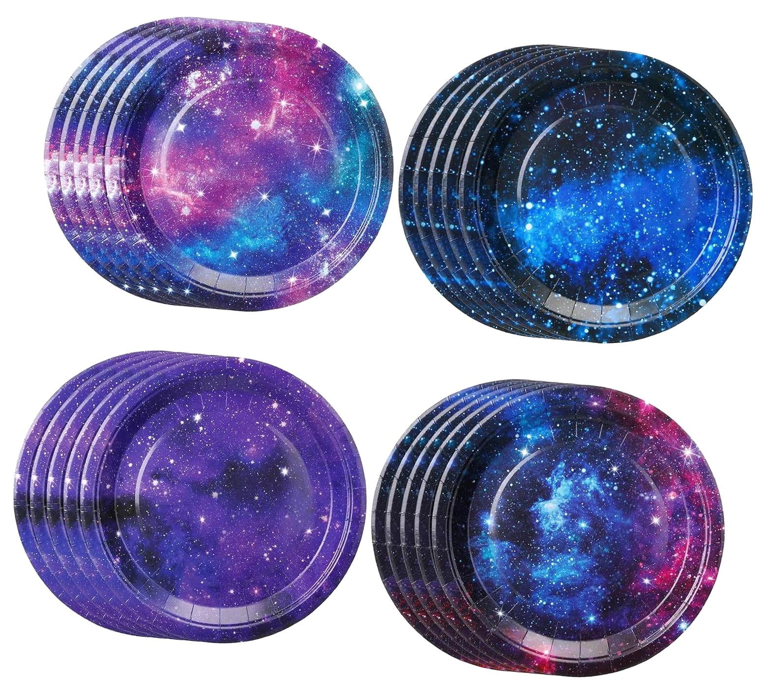 SKYSONIC 60 Pcs Galaxy Party Plates 9 Inch Astronaut Outer Space Paper ...