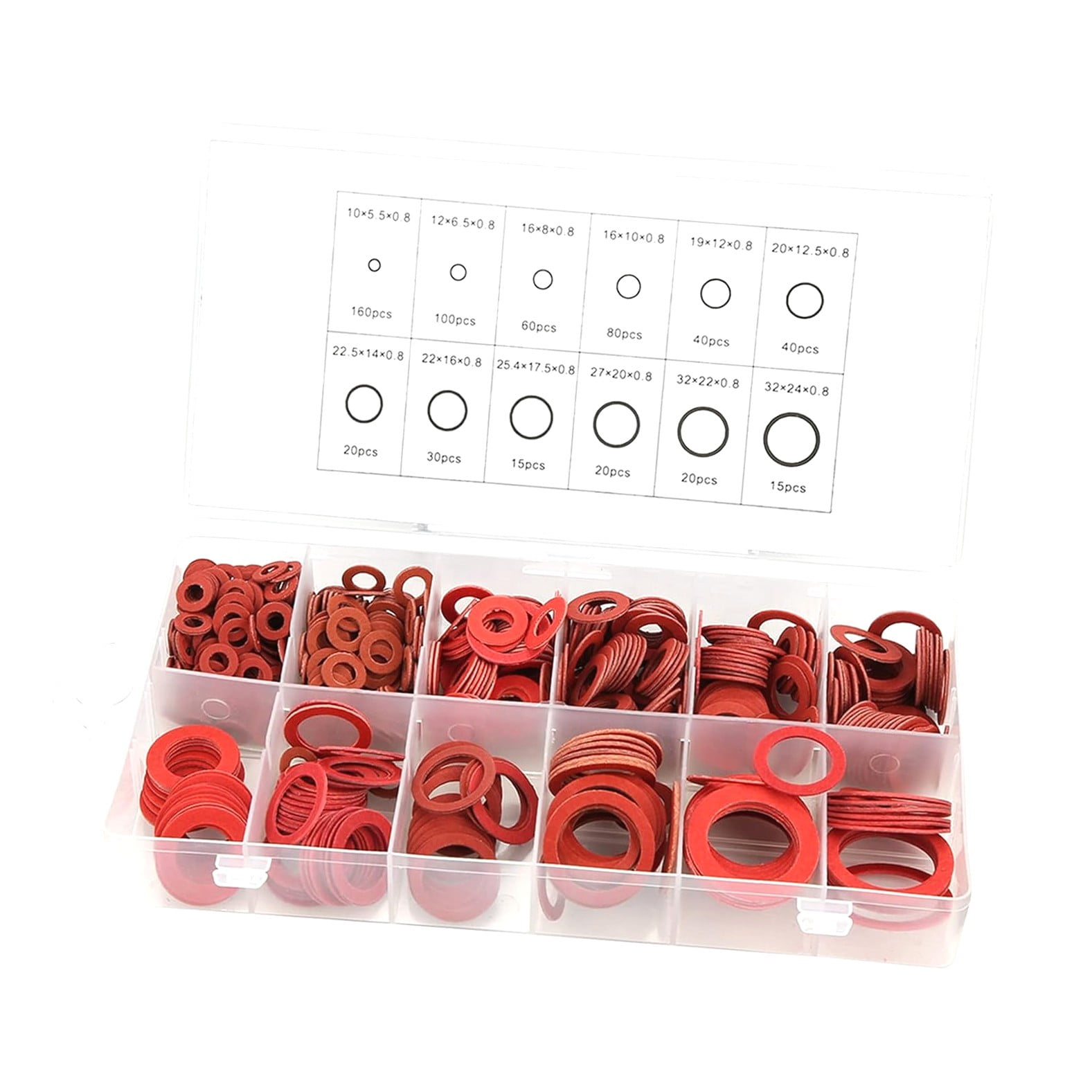SKYSONIC 600PCS Washers Assorted Kit, 12 Sizes Red Rubber Washers ...