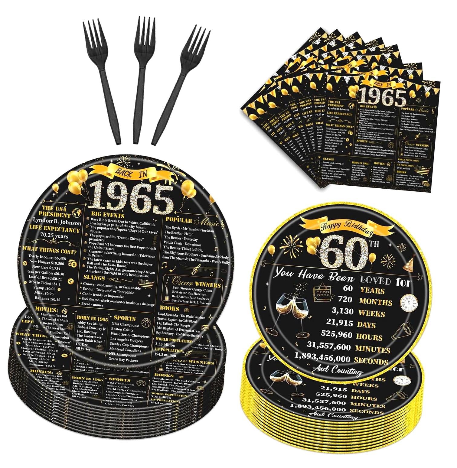 SKYSONIC 60th Birthday Decorations for Men Woman, 96PCS Back in 1965 ...