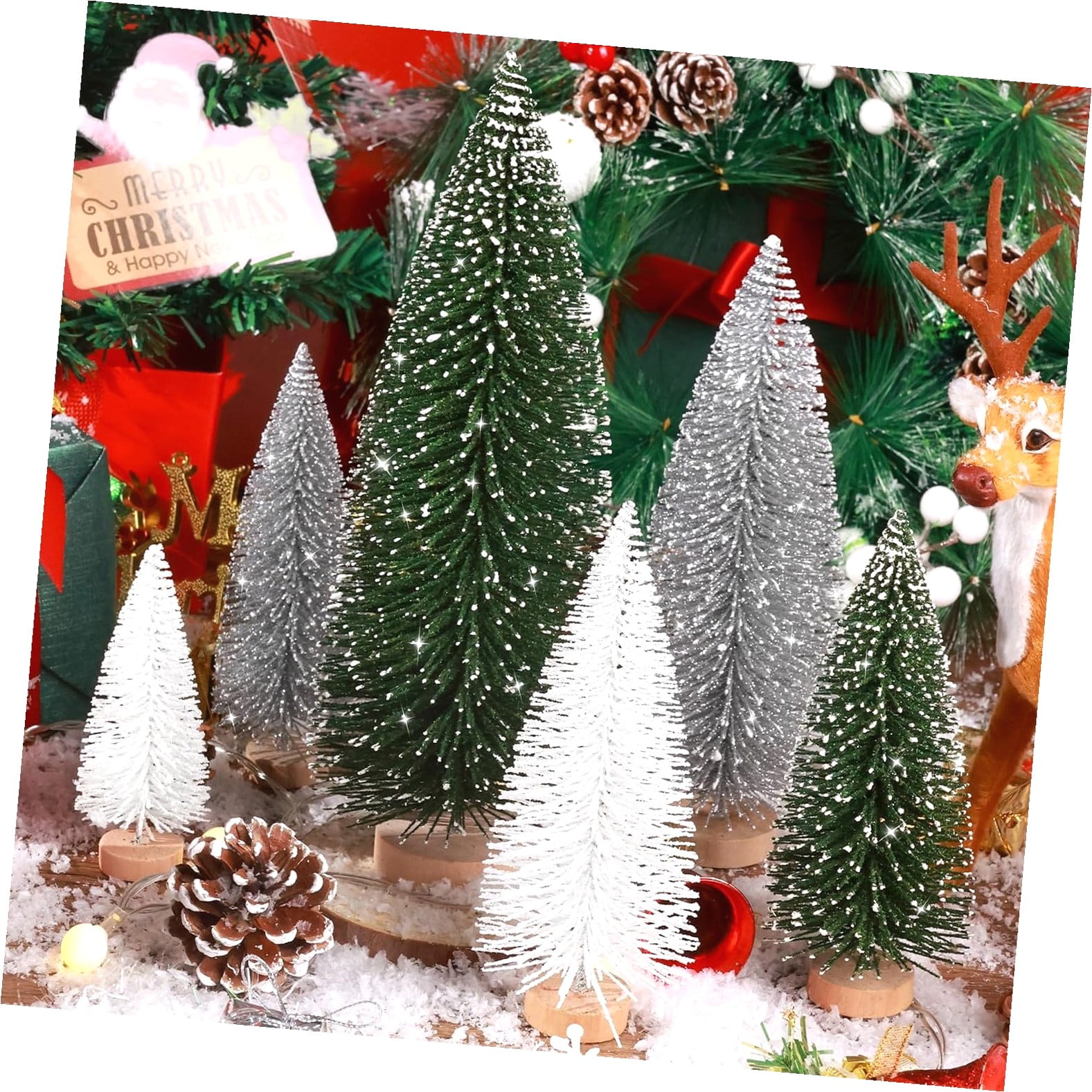 SKYSONIC 6pcs Christmas Trees Decorations Small Trees,Artificial ...