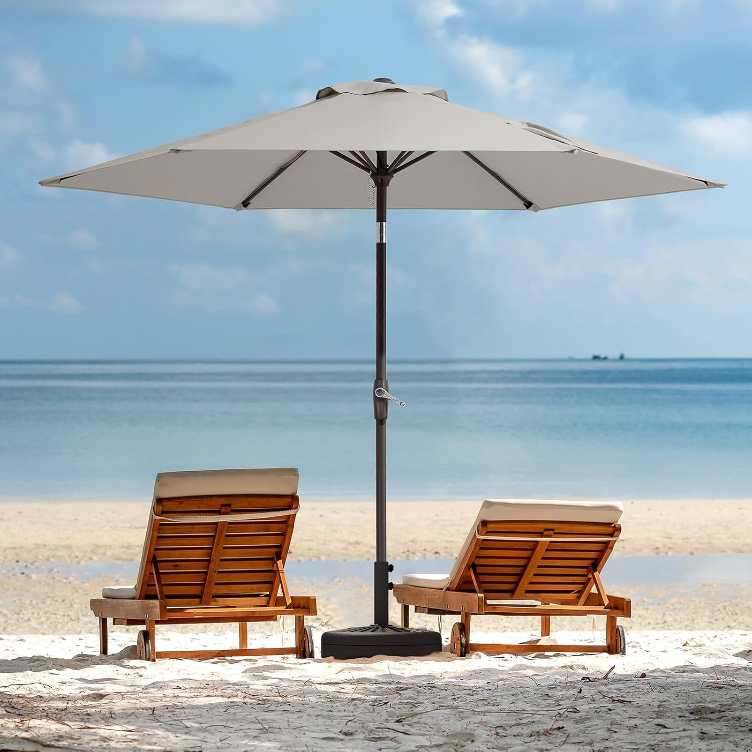 SKYSONIC 7.5FT Market Table Umbrella featuring 6 Strong Ribs, Push ...