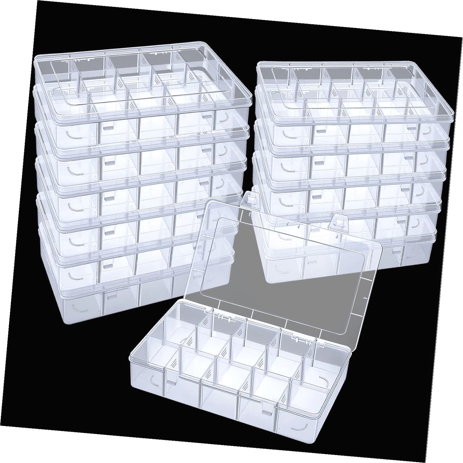 SKYSONIC 7 Pack 15 Large Grids Clear Plastic Bead Organizer, Clear ...