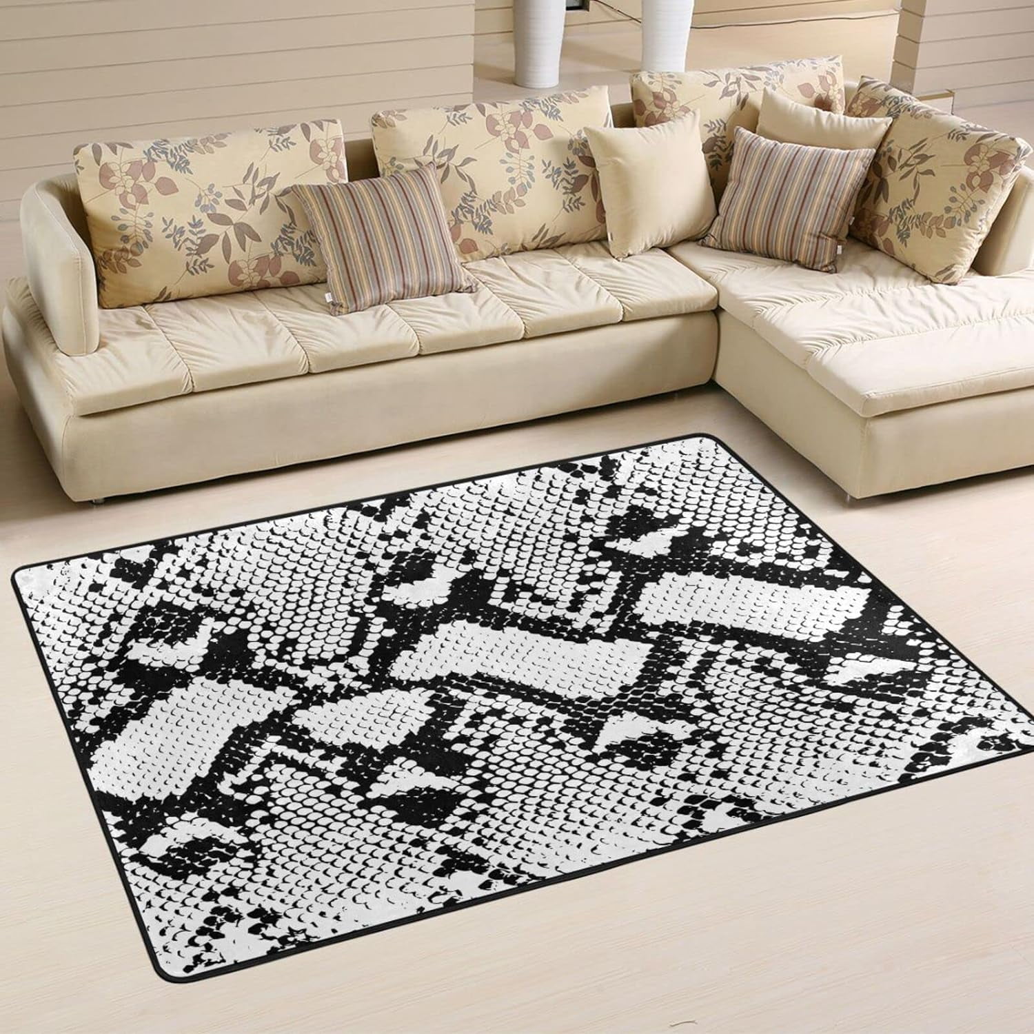 SKYSONIC 72x48in Snake Skin Print Area Rug, Floor Carpet for Indoor ...