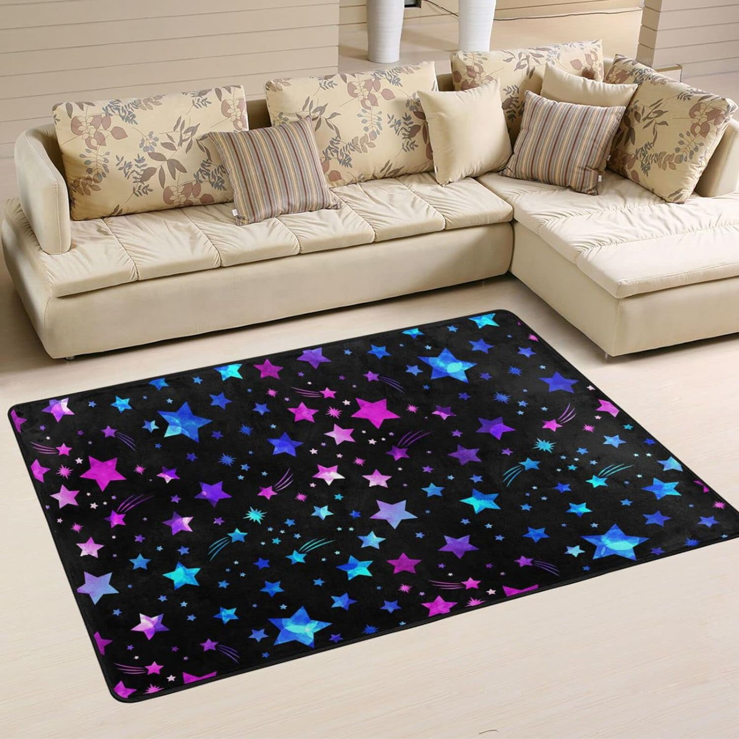 SKYSONIC 72x48in Space Galaxy Constellation Area Rug, Colorful Stars ...