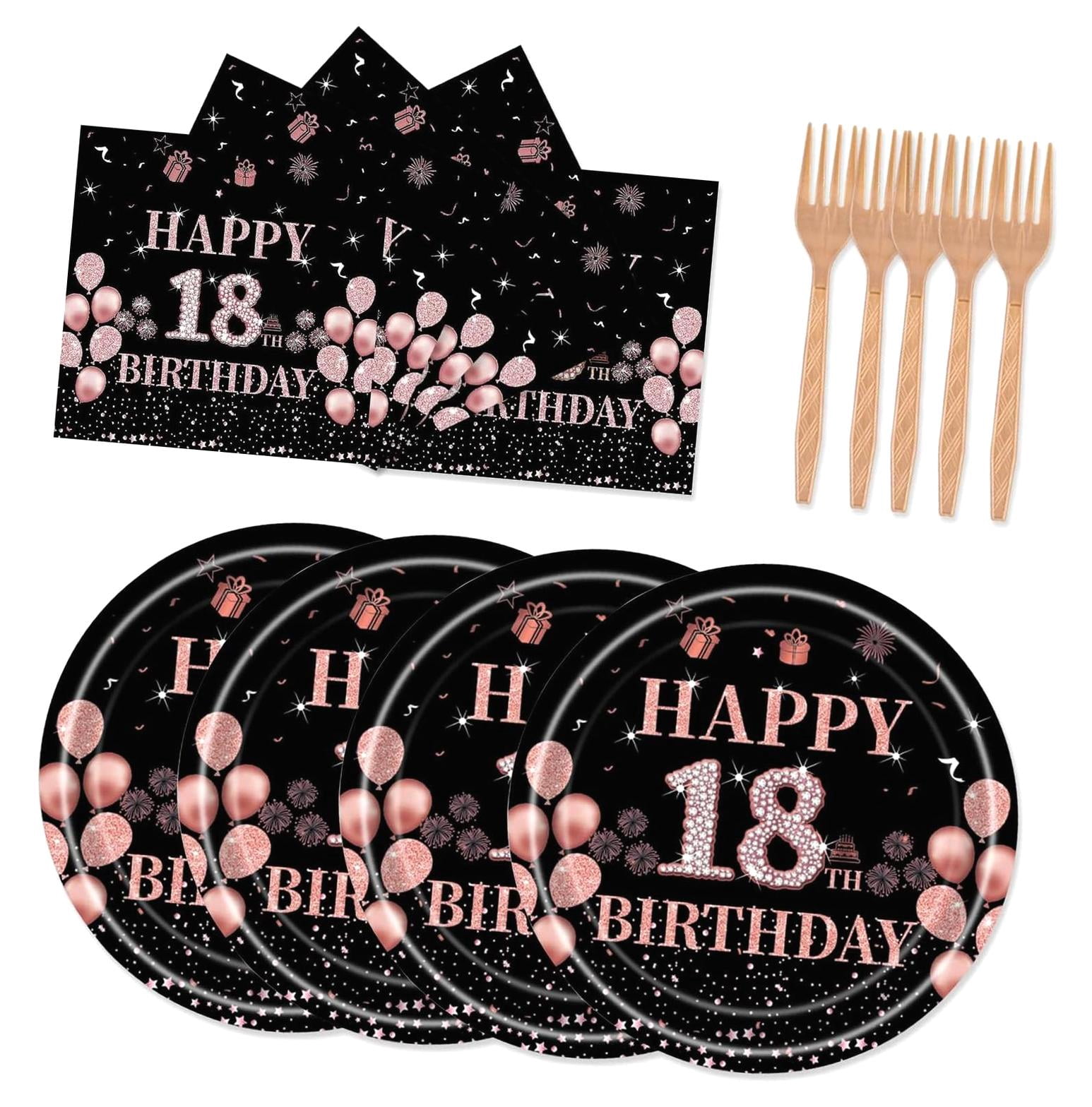 SKYSONIC 72 Pcs 18th Birthday Party Essentials Paper Plates and Napkins ...