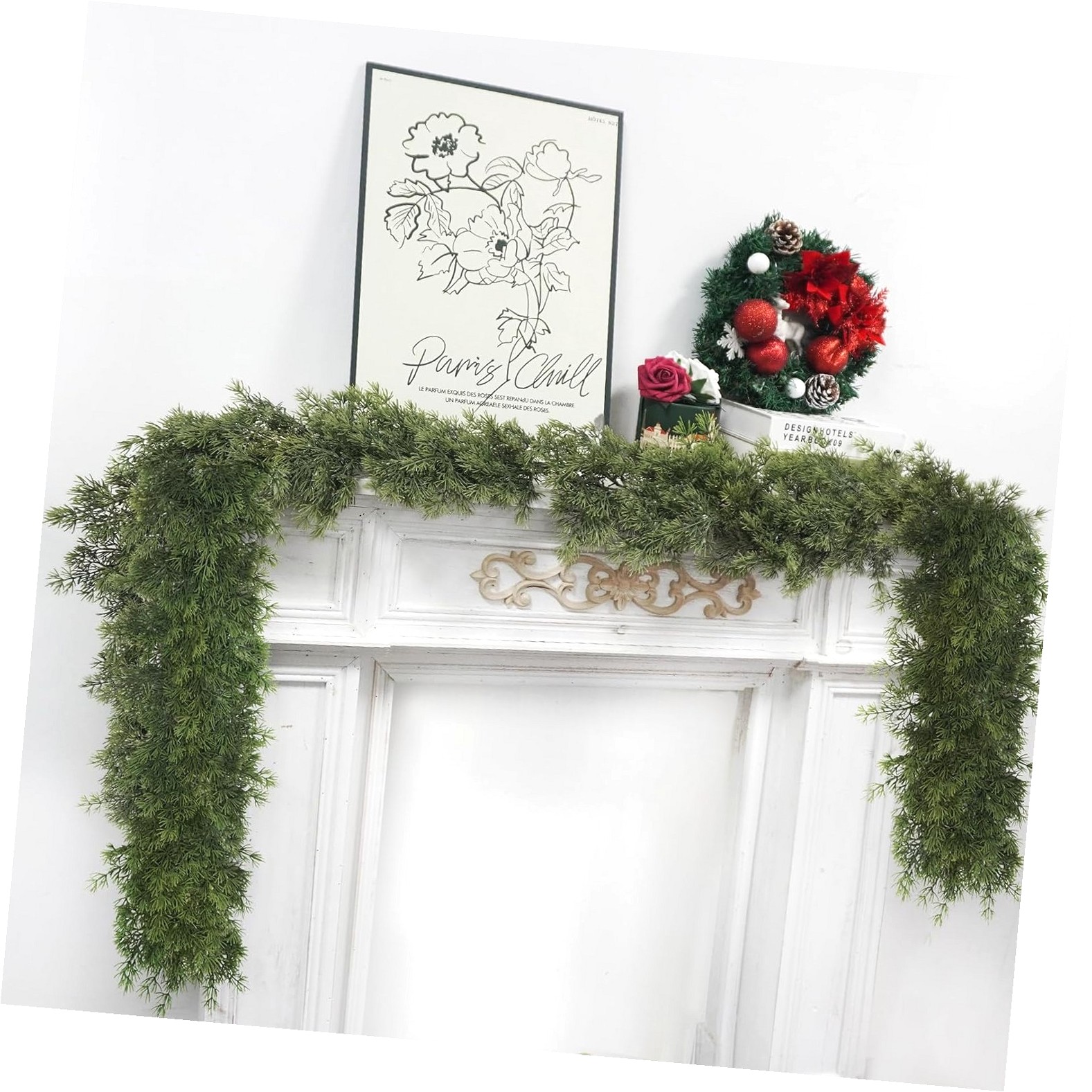 SKYSONIC 78inch Christmas Artificial Garland, Touch Winter Pine ...