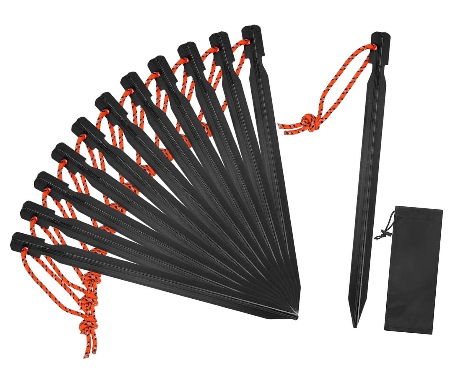 SKYSONIC 7IN Tent Stakes [12PCS] - Aluminum Ground Pegs with Pull Ropes ...