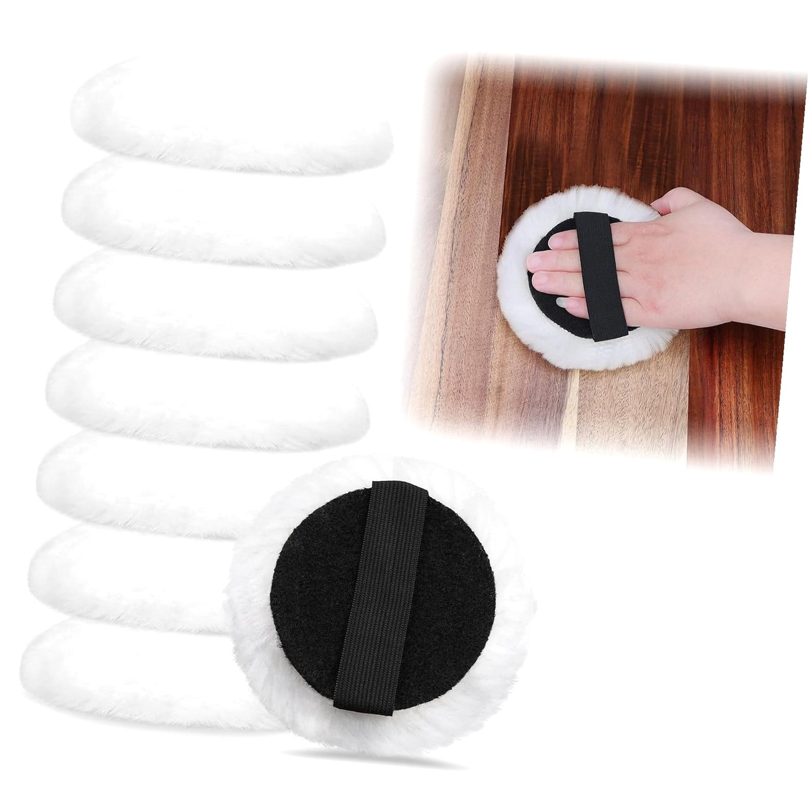 SKYSONIC 8 Pcs Lambswool Stain Pad 4'' Wood Stain Applicator Lambswool ...