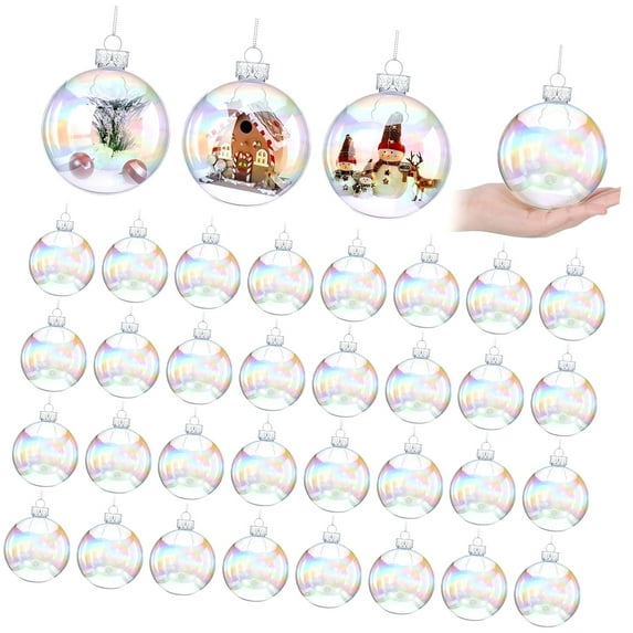 SKYSONIC 80 Pcs Christmas Ornaments Balls Plastic Clear Ornaments for ...