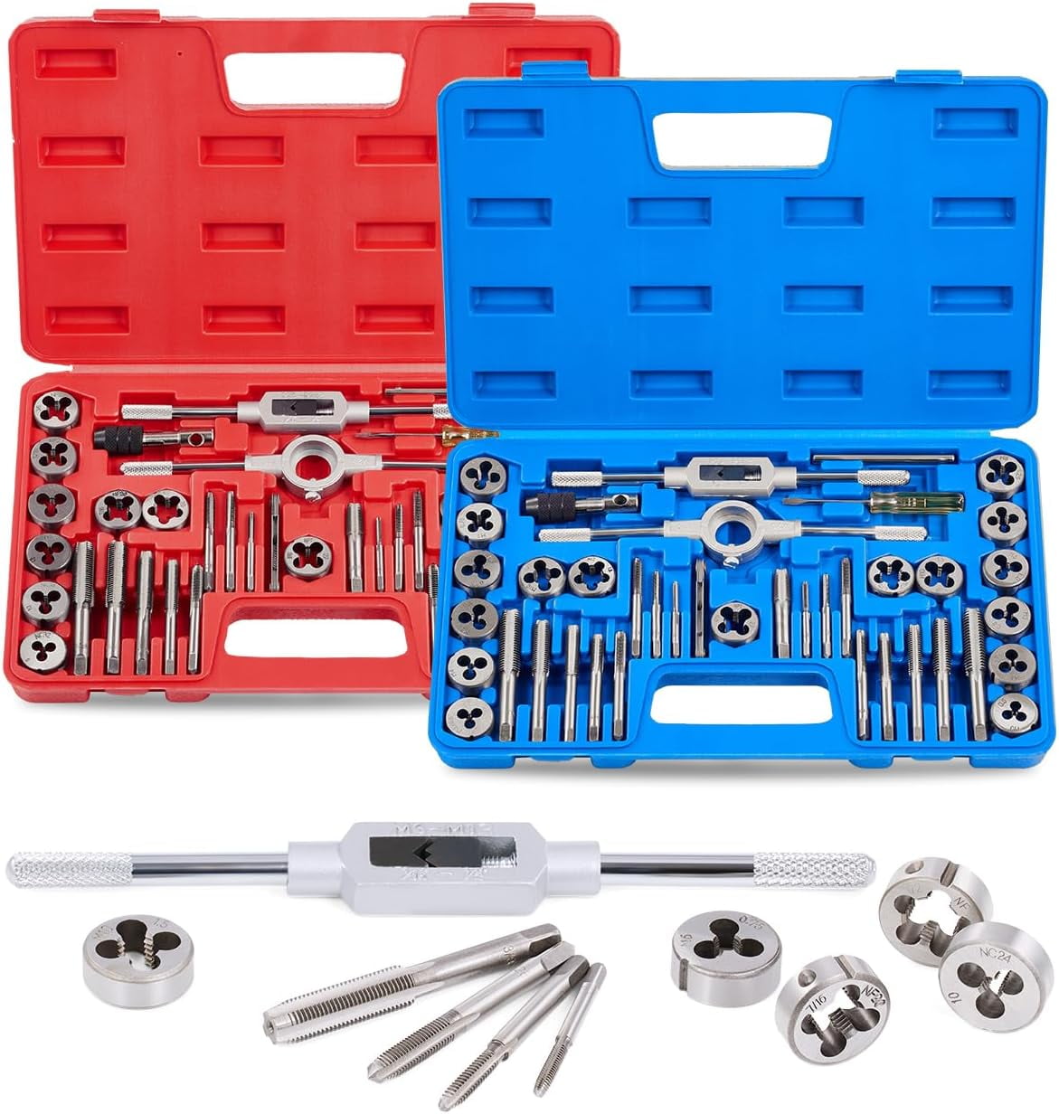 SKYSONIC 80pc Tap and Die Set in SAE and Metric Sizes, Metric and ...