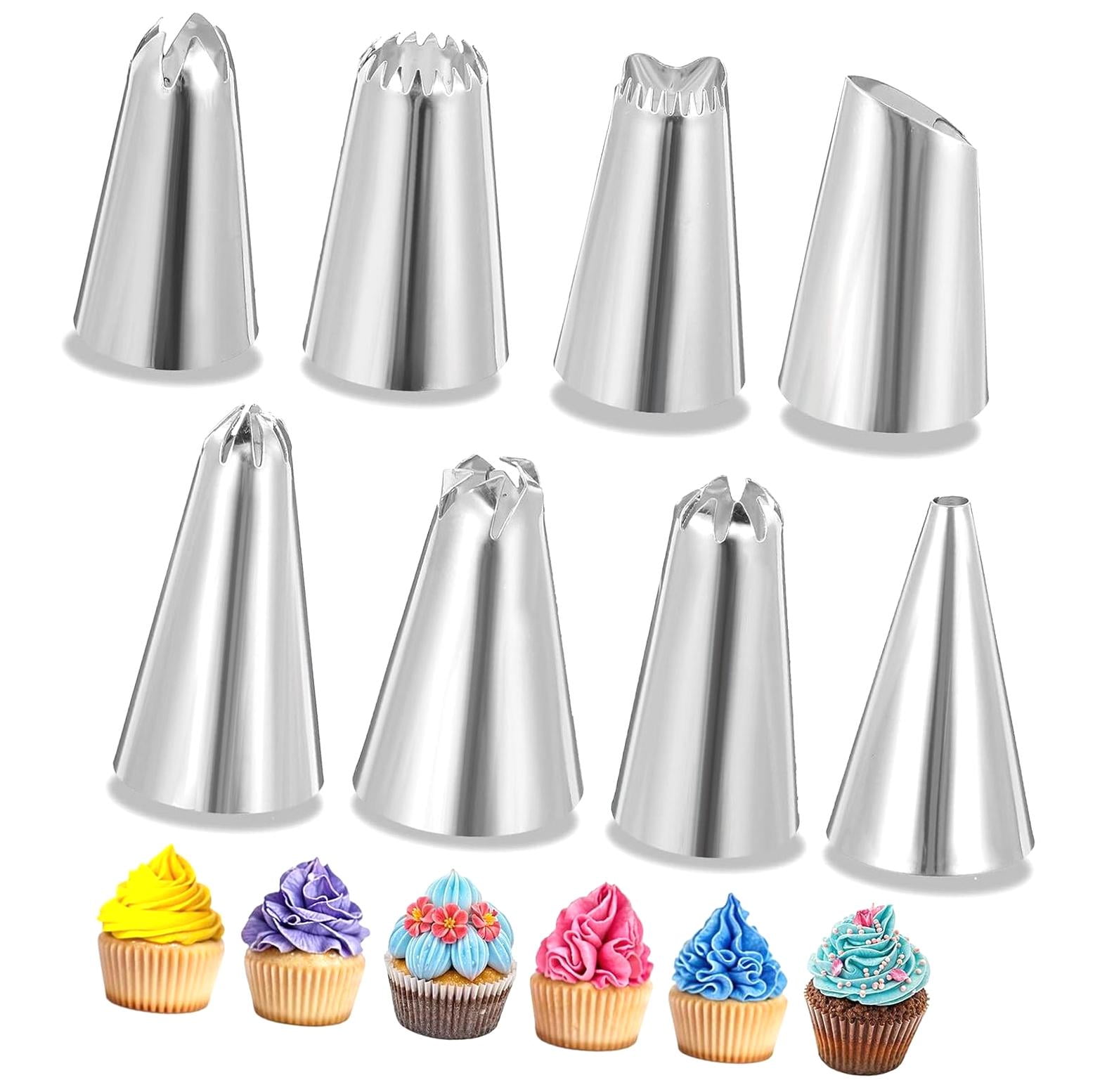 SKYSONIC 8Pcs Piping Tips Set Steel Icing Tips Large Piping Tips Tips ...