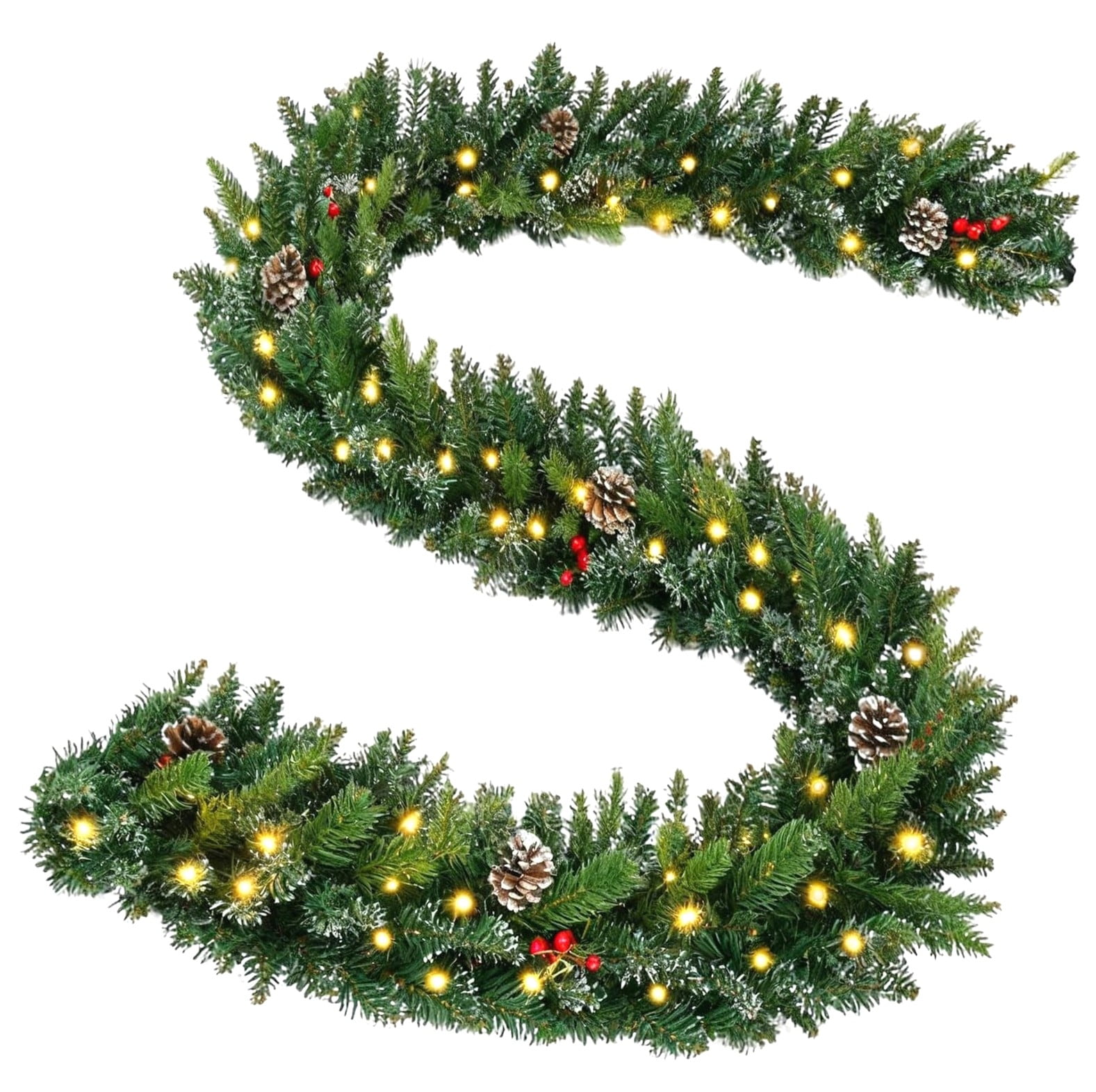 SKYSONIC 9-Foot Pre-Lit Christmas Garland Artificial Holiday Indoor ...