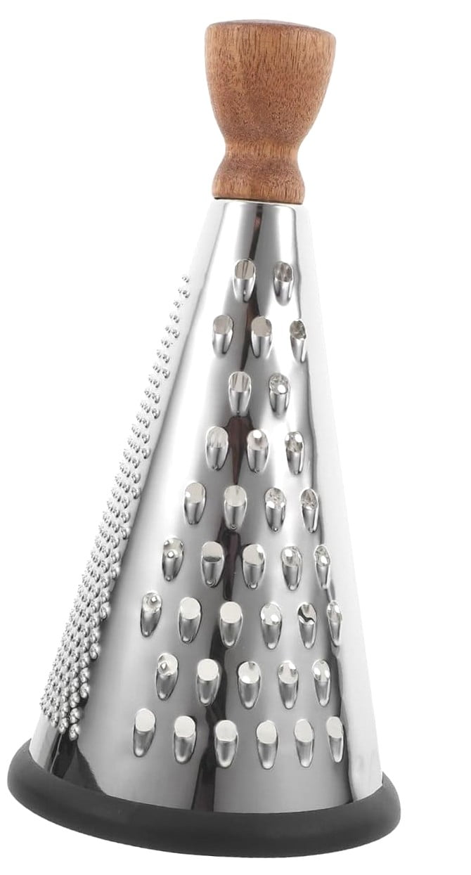 SKYSONIC 9 Inch Cone Cheese Grater with Wooden Handle, Steel Vegetable ...