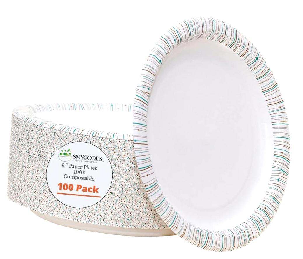 SKYSONIC 9 Inch Paper Plates 100% [100 Count] - Walmart.com