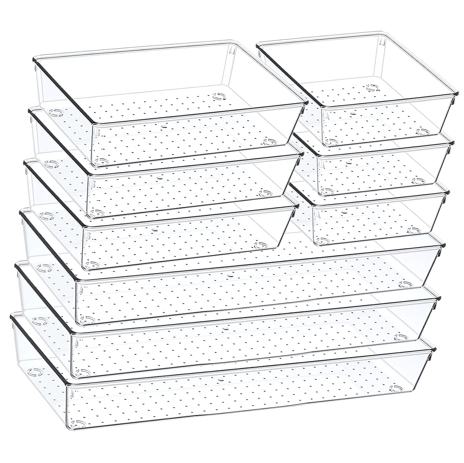 SKYSONIC 9 Pack Clear Plastic Drawer Organizer Set, Acrylic Non ...