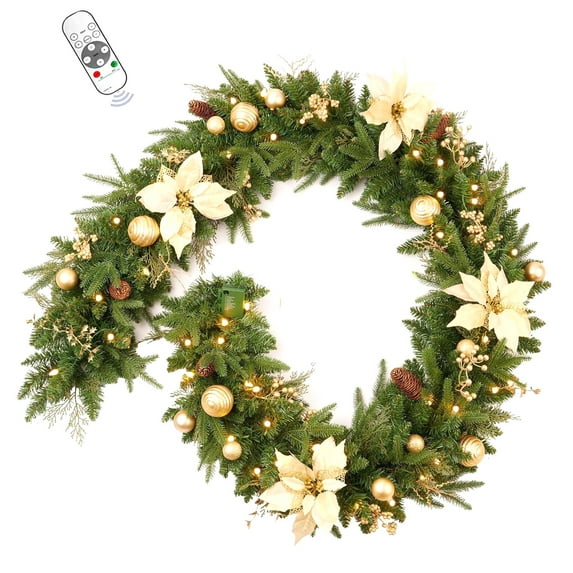 SKYSONIC 9FT Pre-lit Artificial Christmas Garland with Dual Color ...