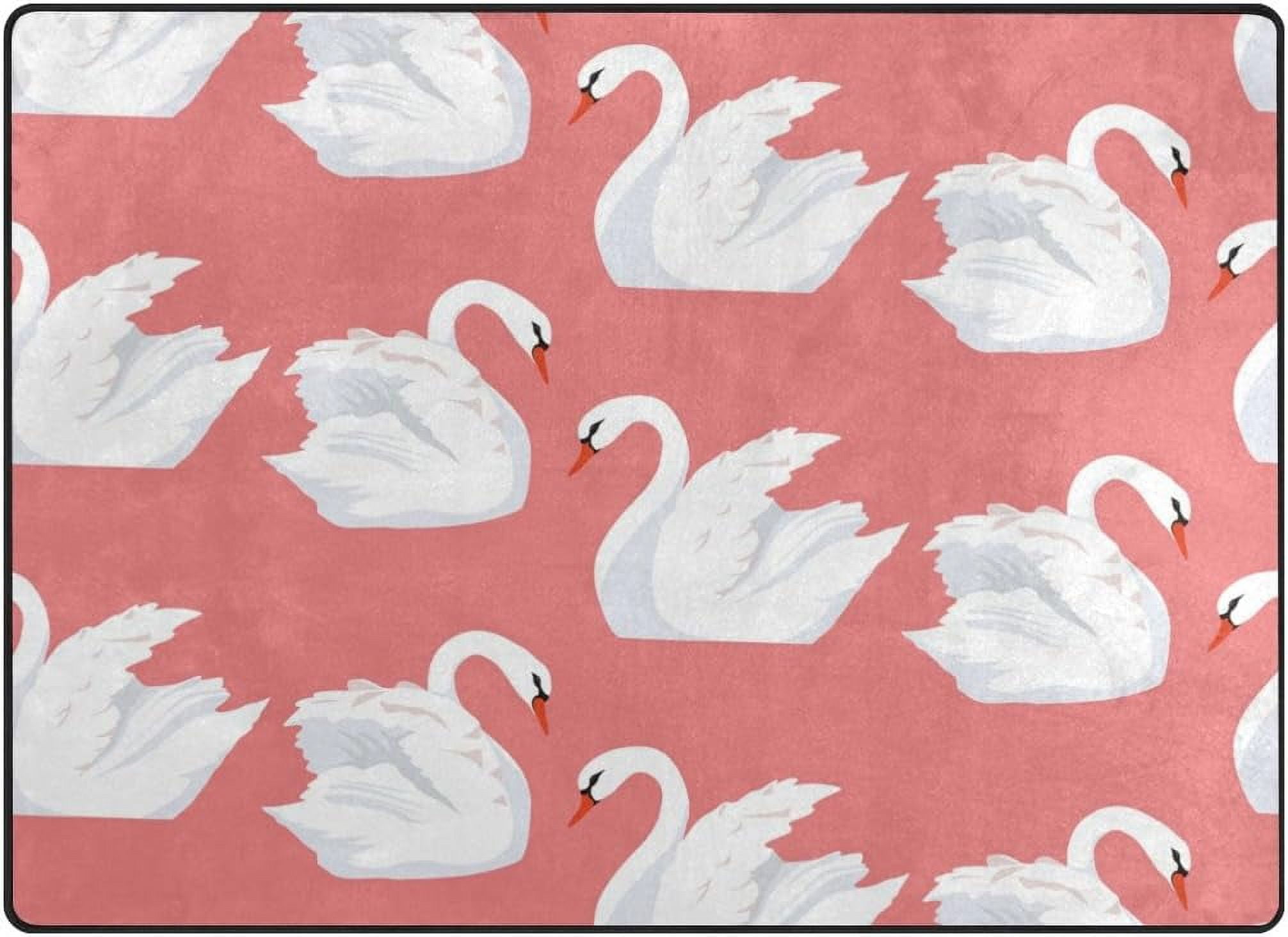 SKYSONIC A Pair of Lovers Swans Area Rug Pad - 80x58 inch - 100% Light ...