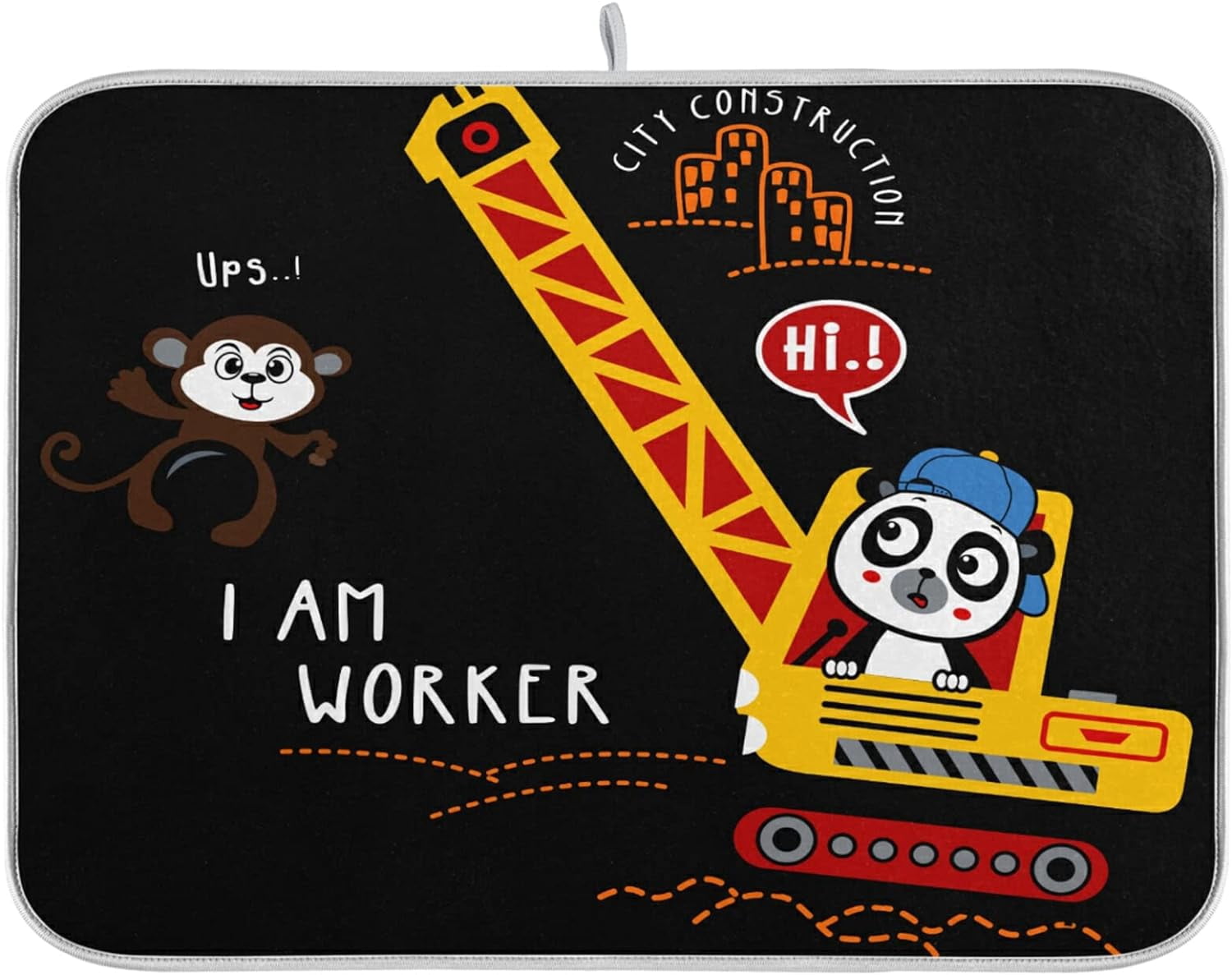 SKYSONIC Absorbent Dish Drying Mat Cartoon Panda Worker Kitchen Counter ...