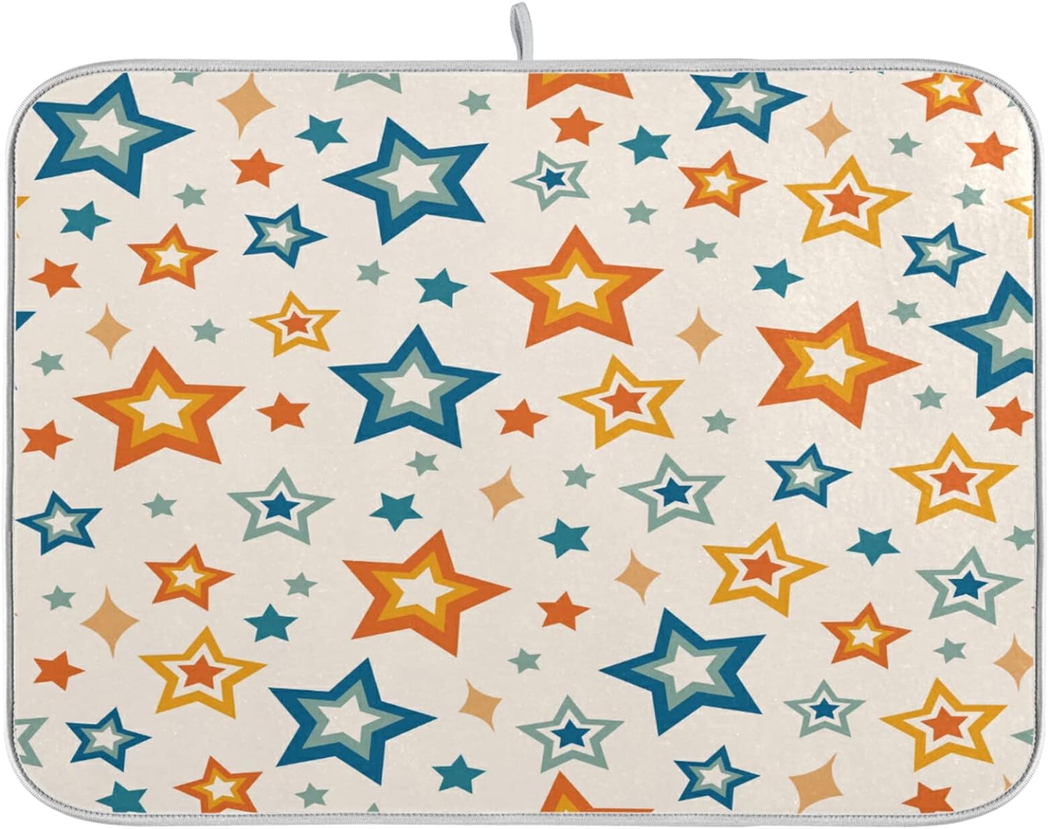 SKYSONIC Absorbent Dish Drying Mat Colourful Star Shape On Neutral ...