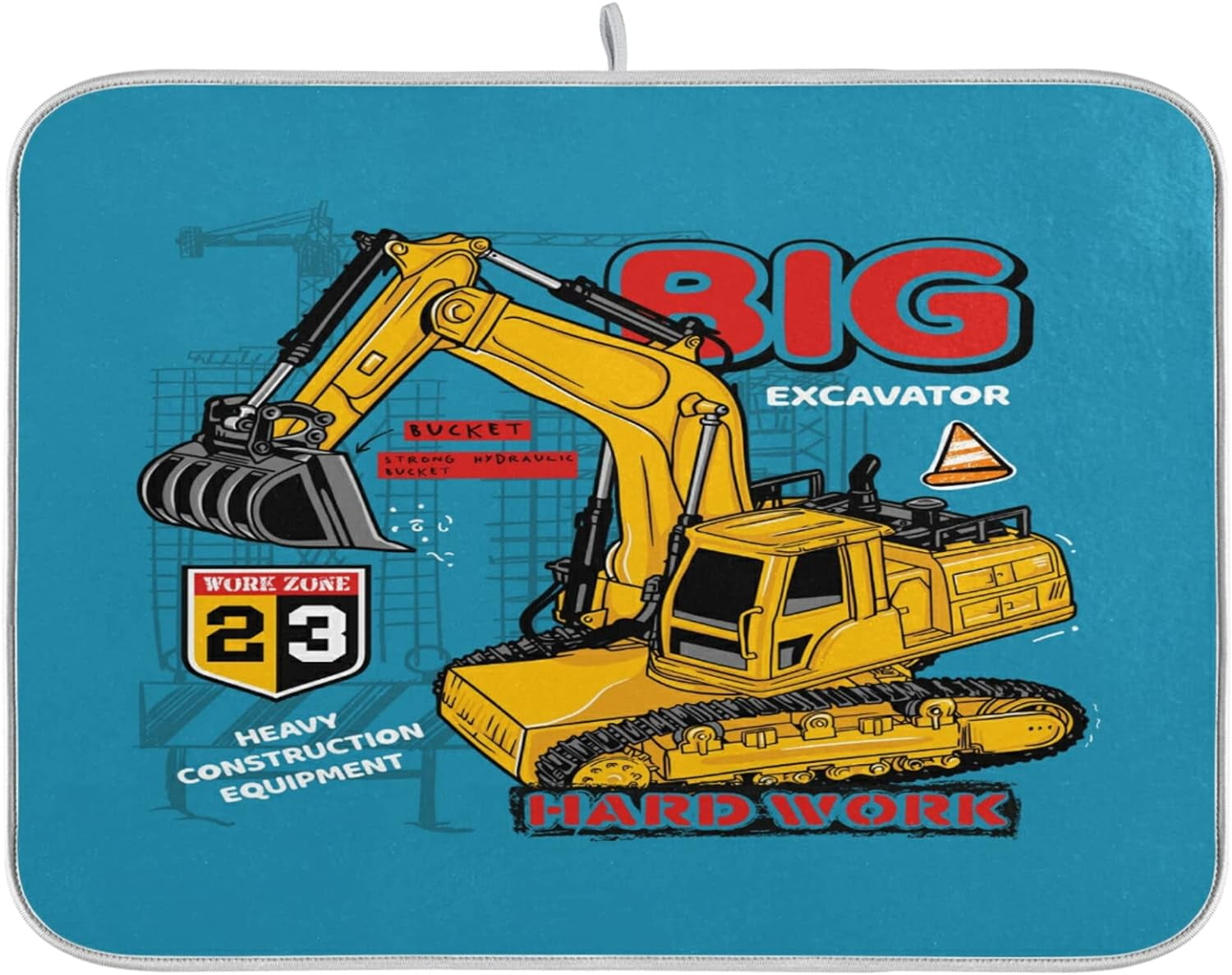SKYSONIC Absorbent Dish Drying Mat Excavator Construction Kitchen ...