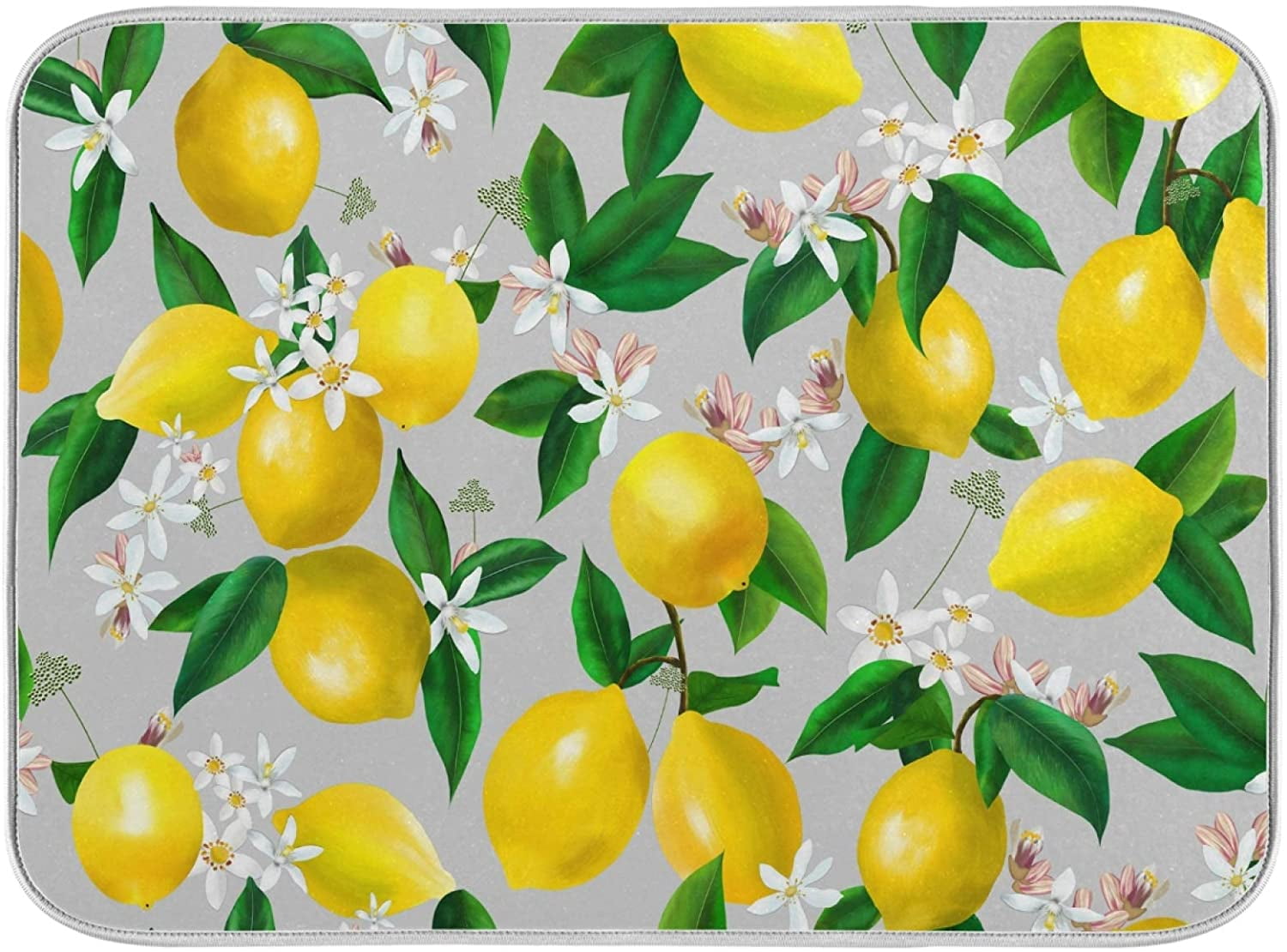 SKYSONIC Absorbent Dish Drying Mat Lemon Seamless Pattern Oil Painting ...