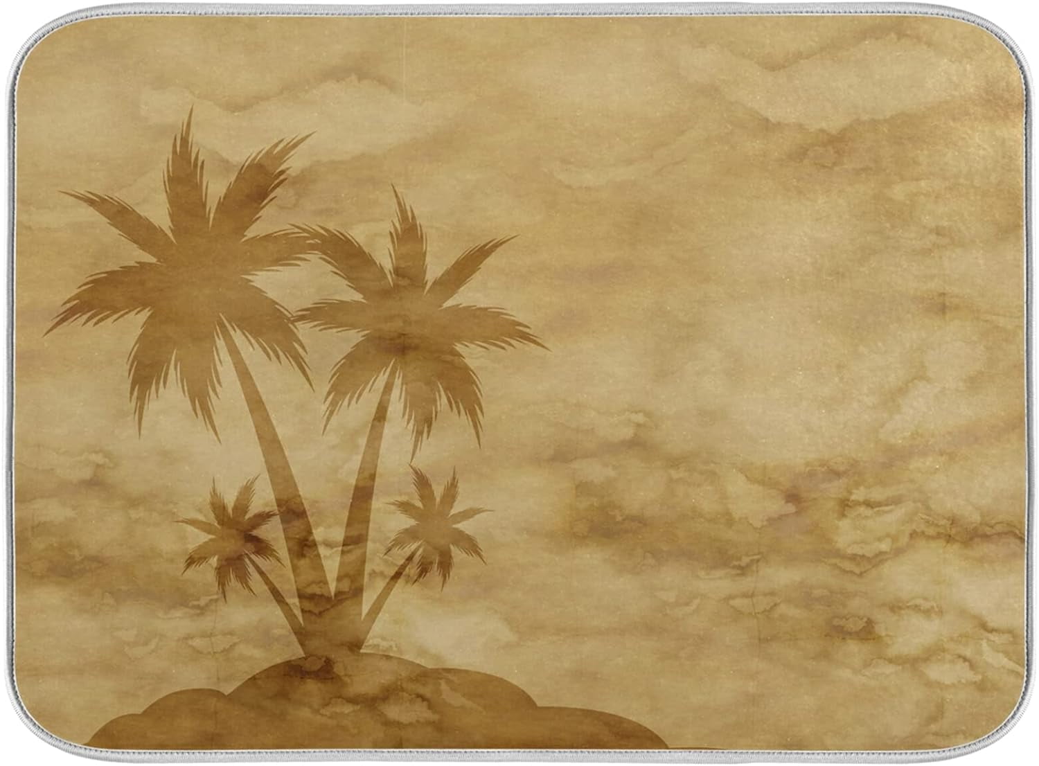 SKYSONIC Absorbent Dish Drying Mat Retro Palm Tree Kitchen Counter Mat ...
