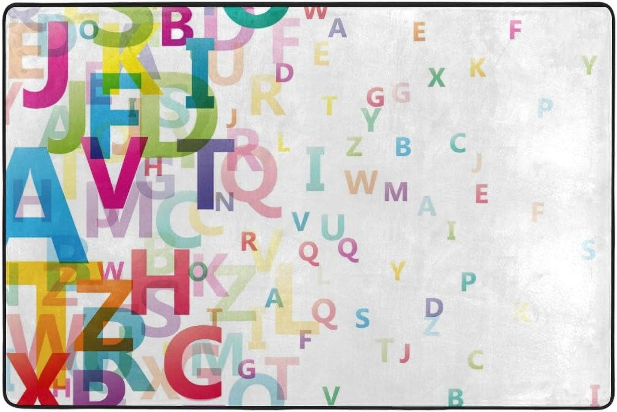 SKYSONIC Abstract Alphabet Area Rug Pad - 6x4ft - 100% Light Weight ...