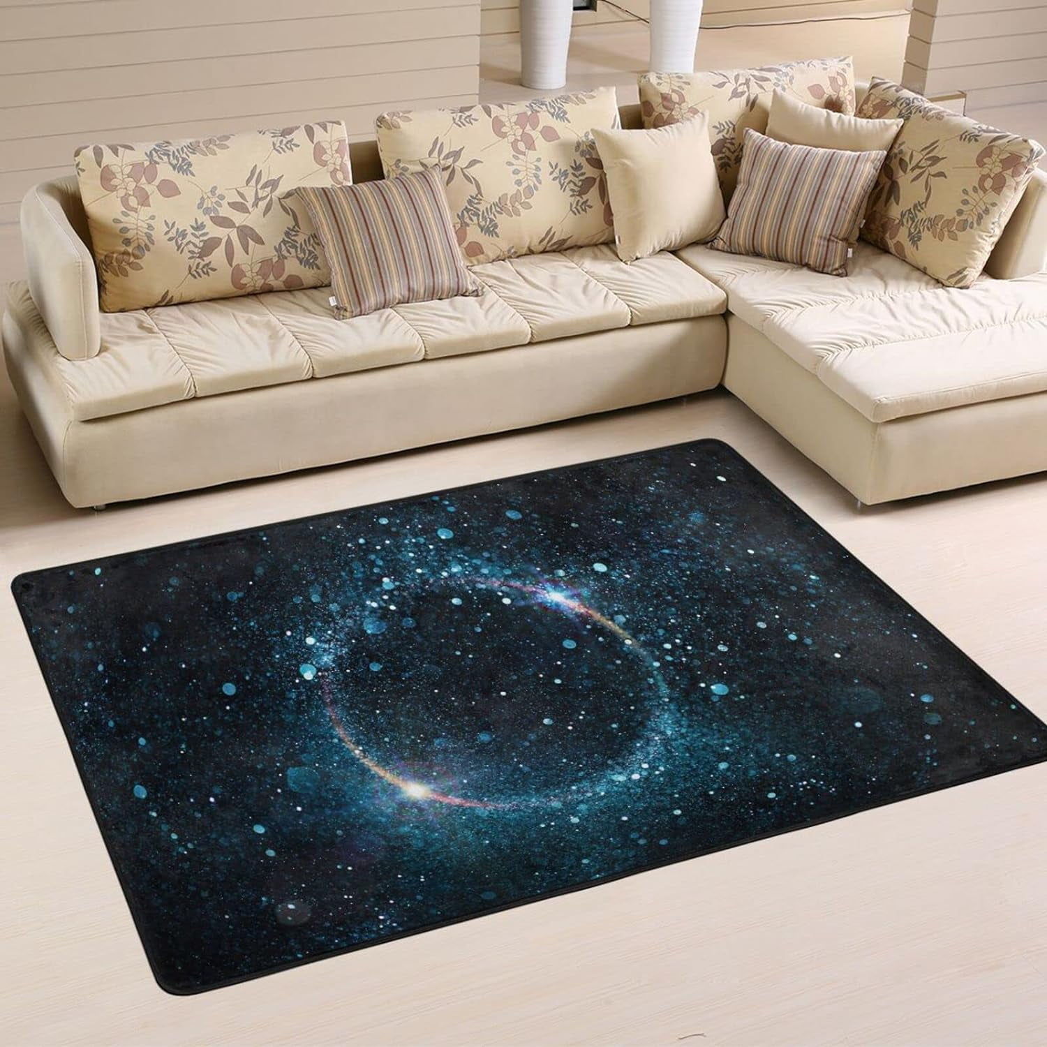SKYSONIC Abstract Black Hole Non-Slip Area Rug, 3D Bling Floor Carpet ...