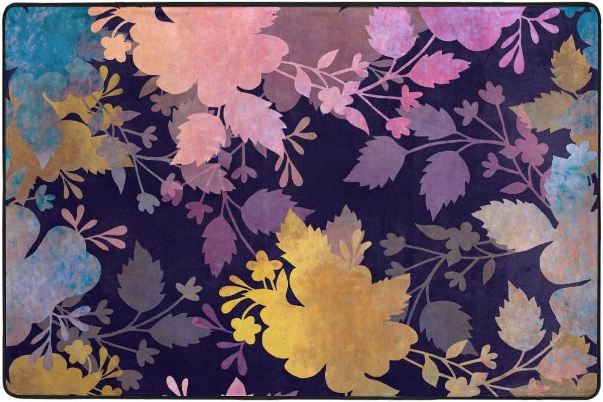 SKYSONIC Abstract Flowers Area Rug Pad 24x36 Inch 100% Light Weight ...