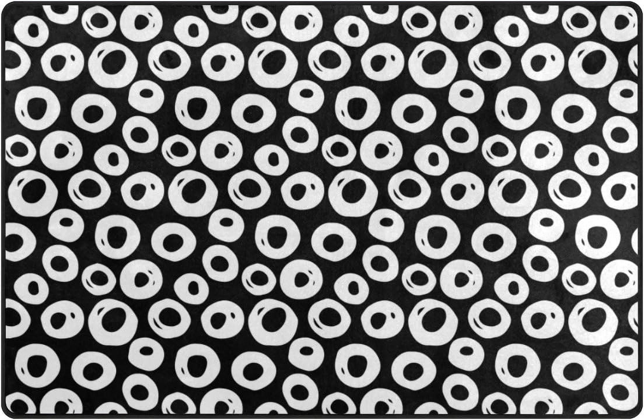 SKYSONIC Abstract Polka Dot Pattern Black And White Area Rug Carpet ...