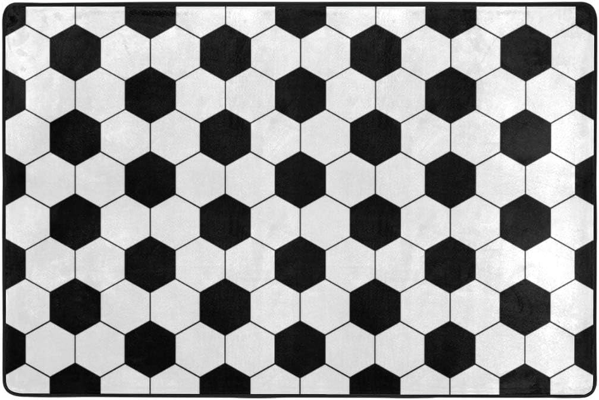 SKYSONIC Abstract Soccer Football Pattern Area Rug Carpet for Living ...