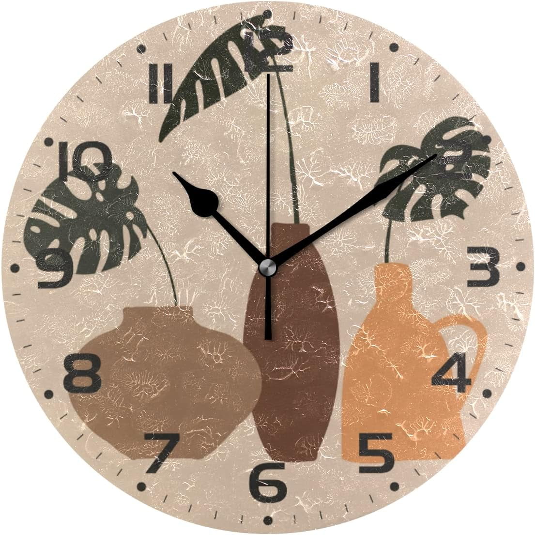 SKYSONIC Abstract Tropical Leaf Geometric Shapes Wall Clock 10 Inch ...