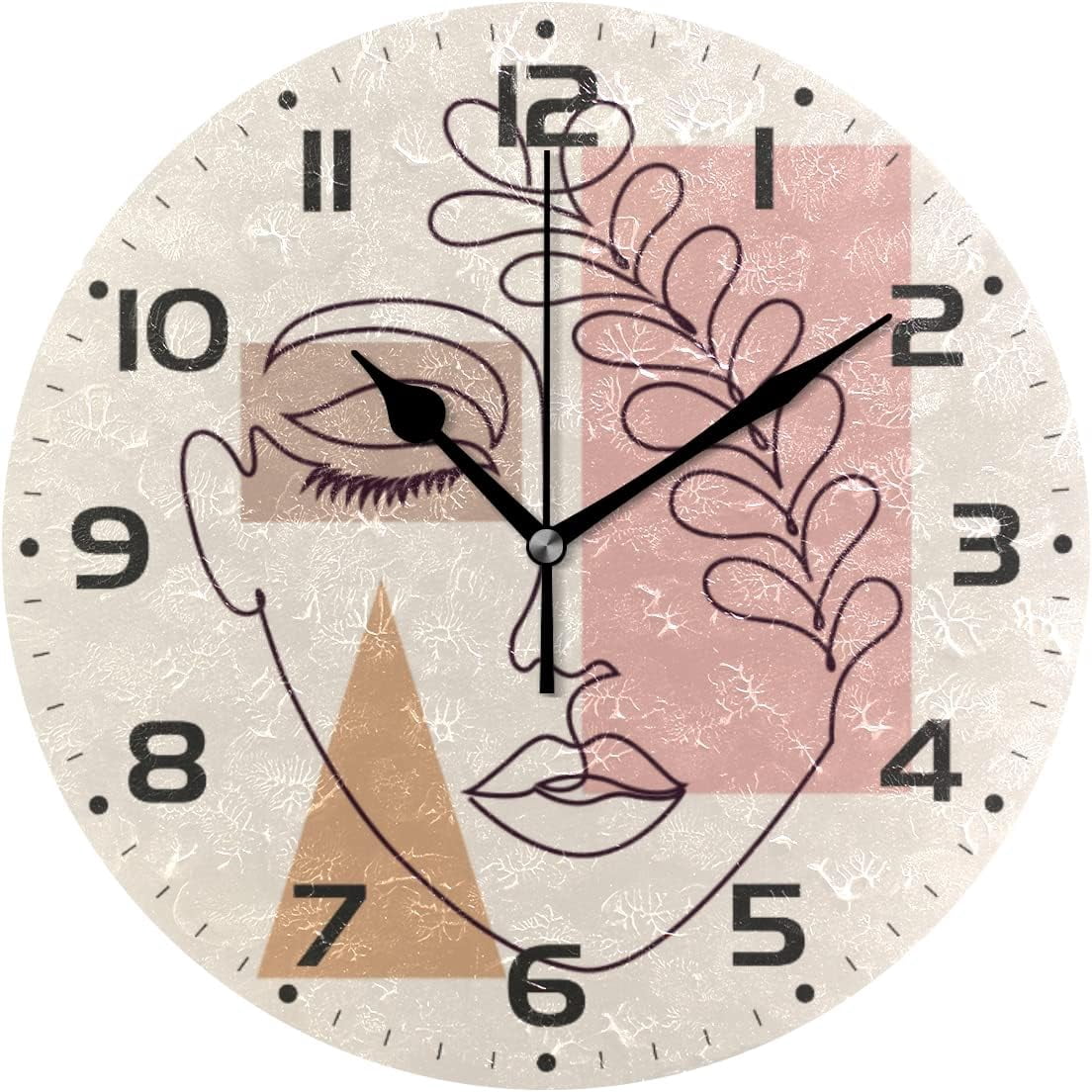 SKYSONIC Abstract Woman Face Wall Clock 10 Inch Silent Non Ticking ...