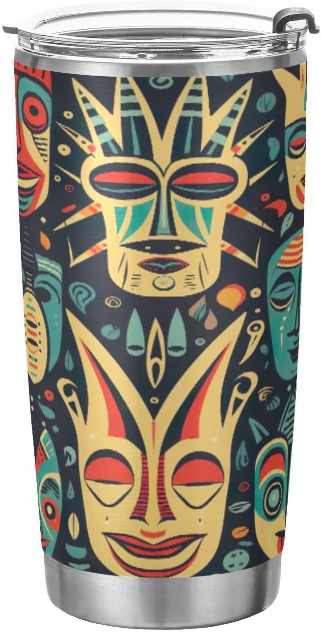 SKYSONIC African Tribal Masks Tumbler Stainless Steel Double Wall ...