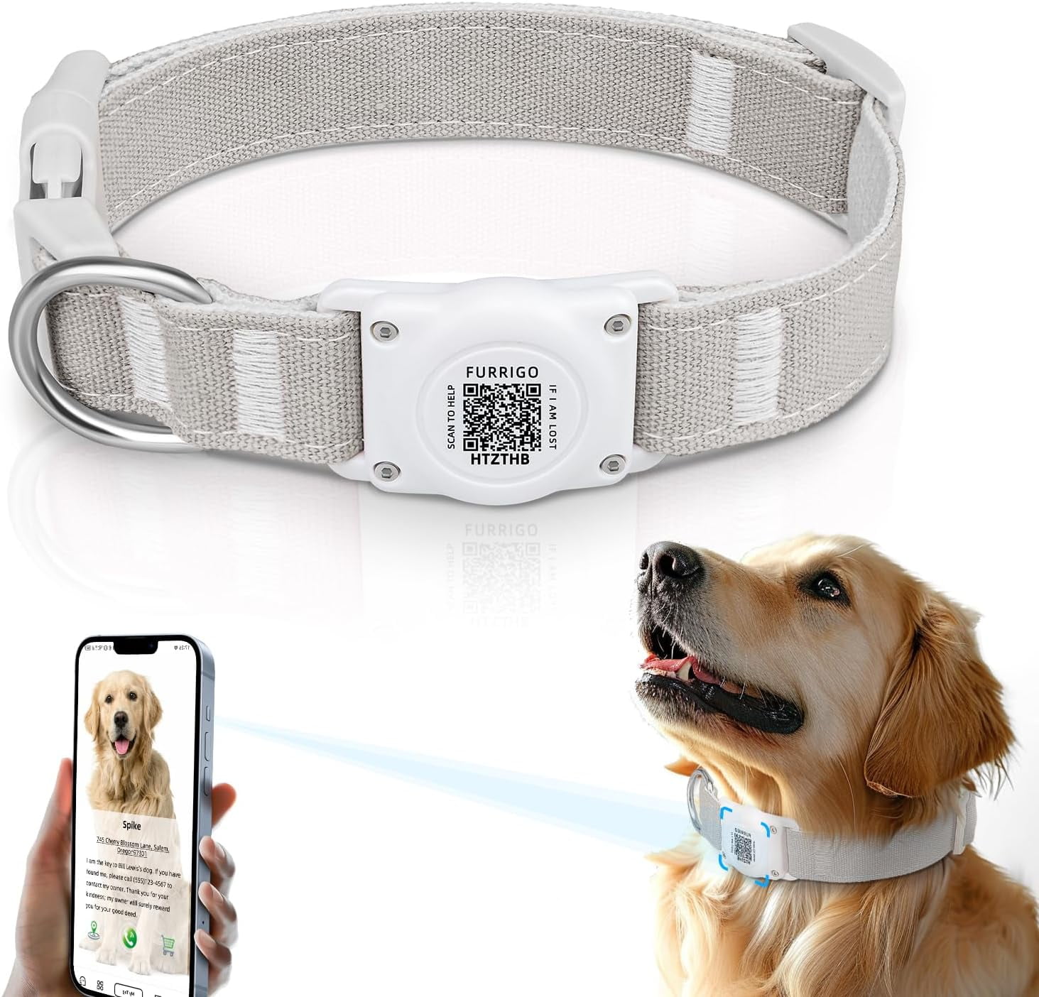 SKYSONIC Airtag Dog Collar QR Code - IP68 Waterof Integrated Air Tag ...