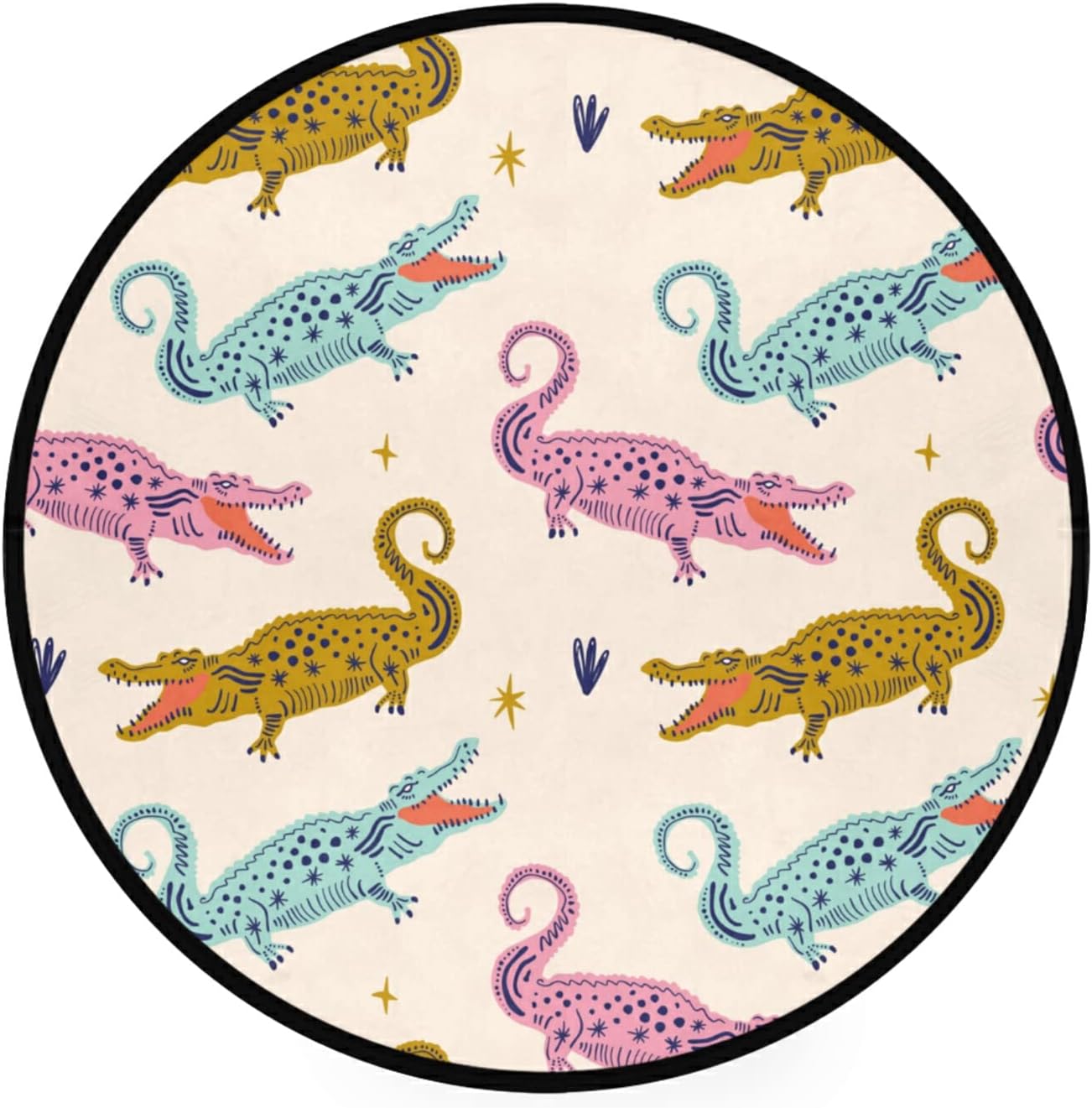 SKYSONIC Alligator Art Round Area Rug Chair Couch Cover Area Rug for ...