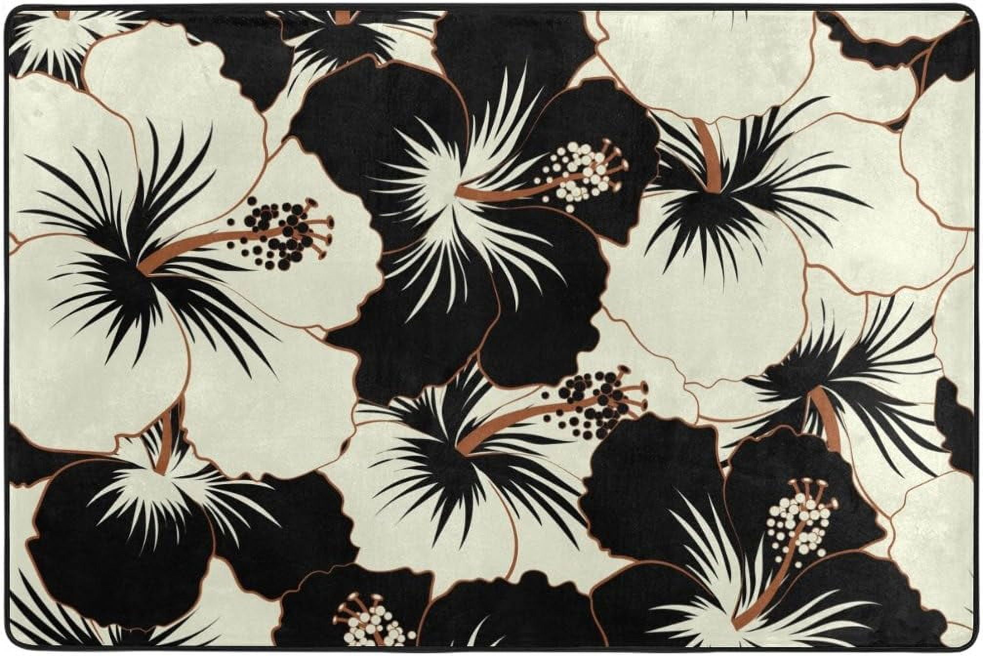 SKYSONIC Aloha Typography Hibiscus Area Rug Pad 24x36 Inch 100% Light ...