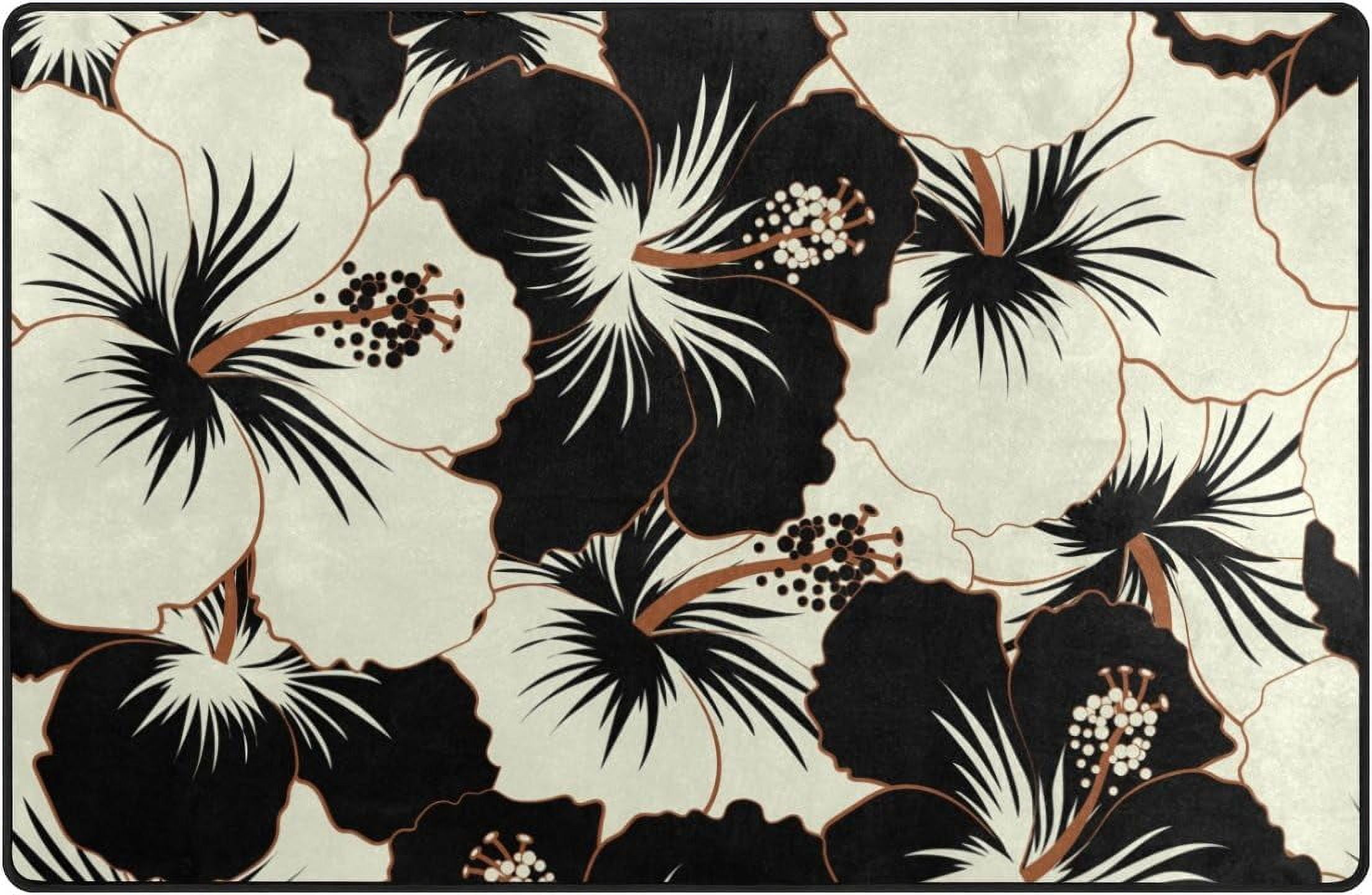 SKYSONIC Aloha Typography Hibiscus Area Rug Pad 60x39 inch, 100% Light ...