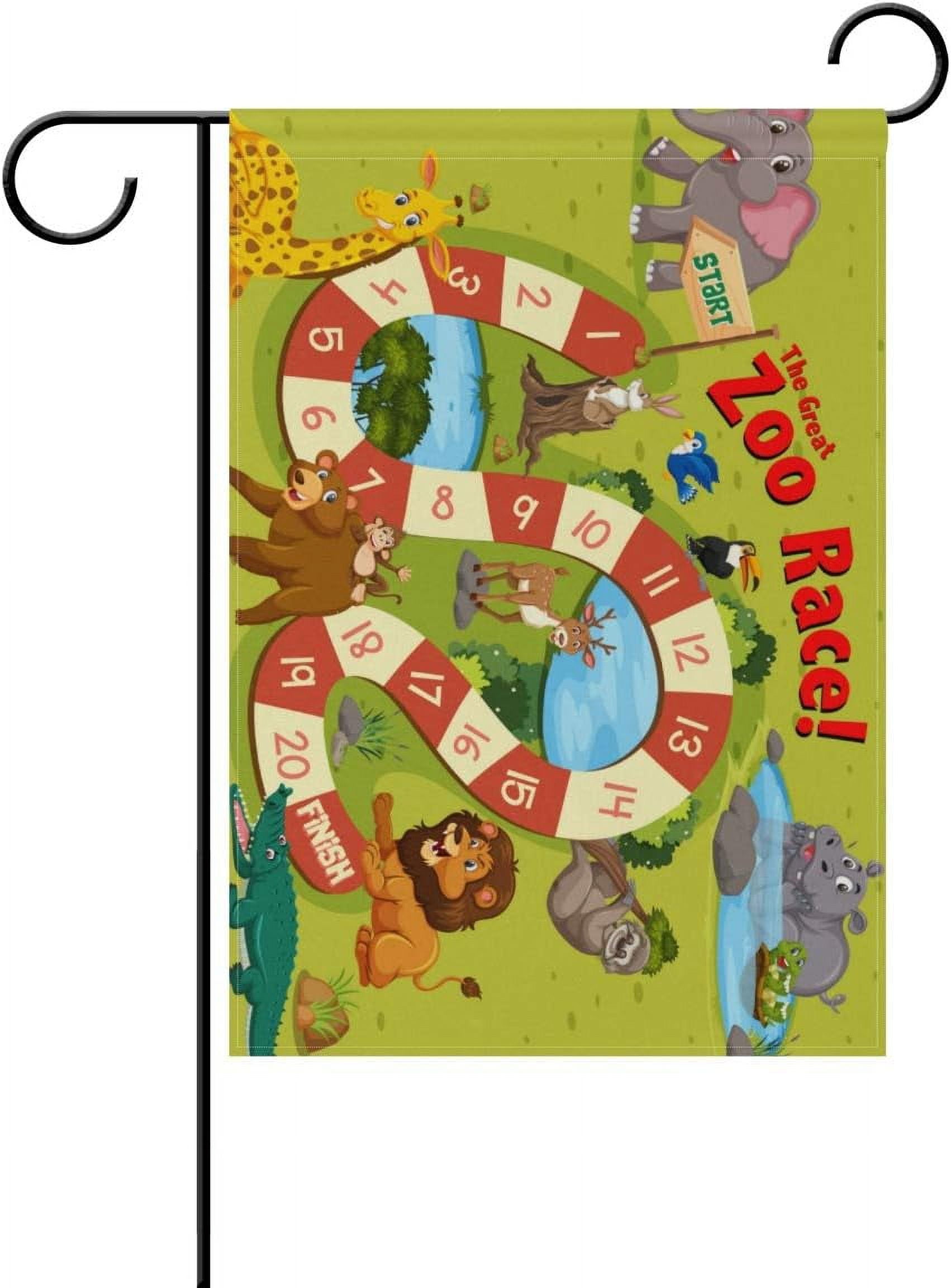 SKYSONIC Animal Zoo Race Double-Sided Printed Garden House Sports Flag ...