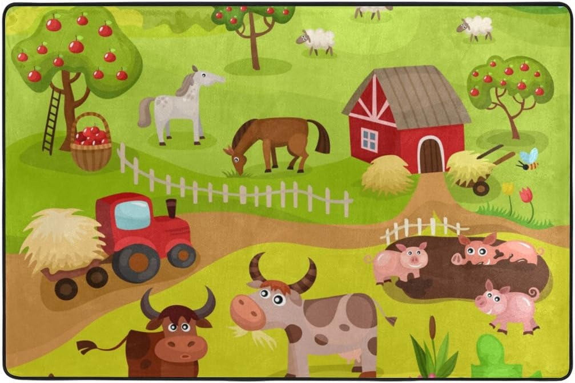 SKYSONIC Animals in Farm Lightweight Carpet Mats Area Soft Rugs Floor ...