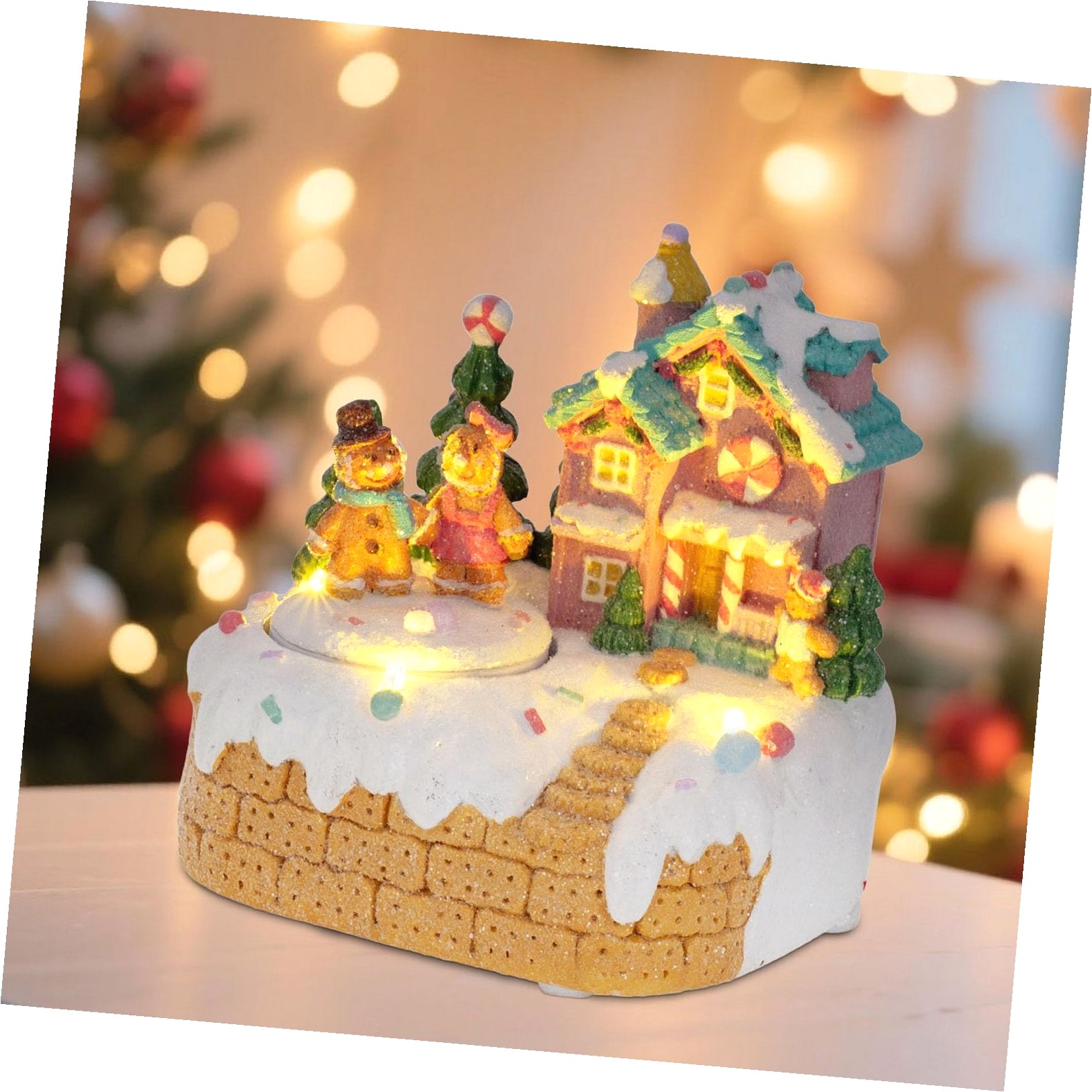 SKYSONIC Animated Gingerbread House Christmas Decoration – Pre-Lit ...