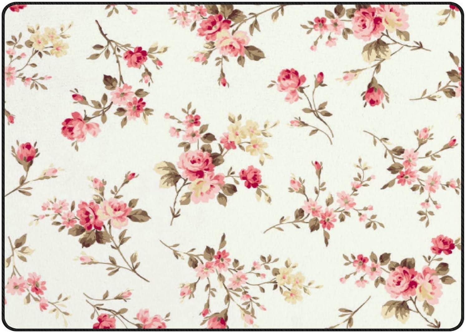 SKYSONIC Area Rug Beautiful Flowers Pattern Nursery Rug Floor Mat Kids ...